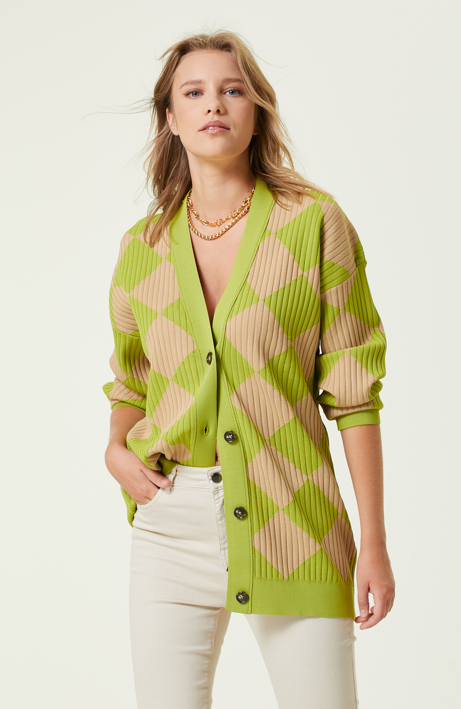 Basic Fit Camel Desenli Hırka Basic Fit Camel Desenli Hırka