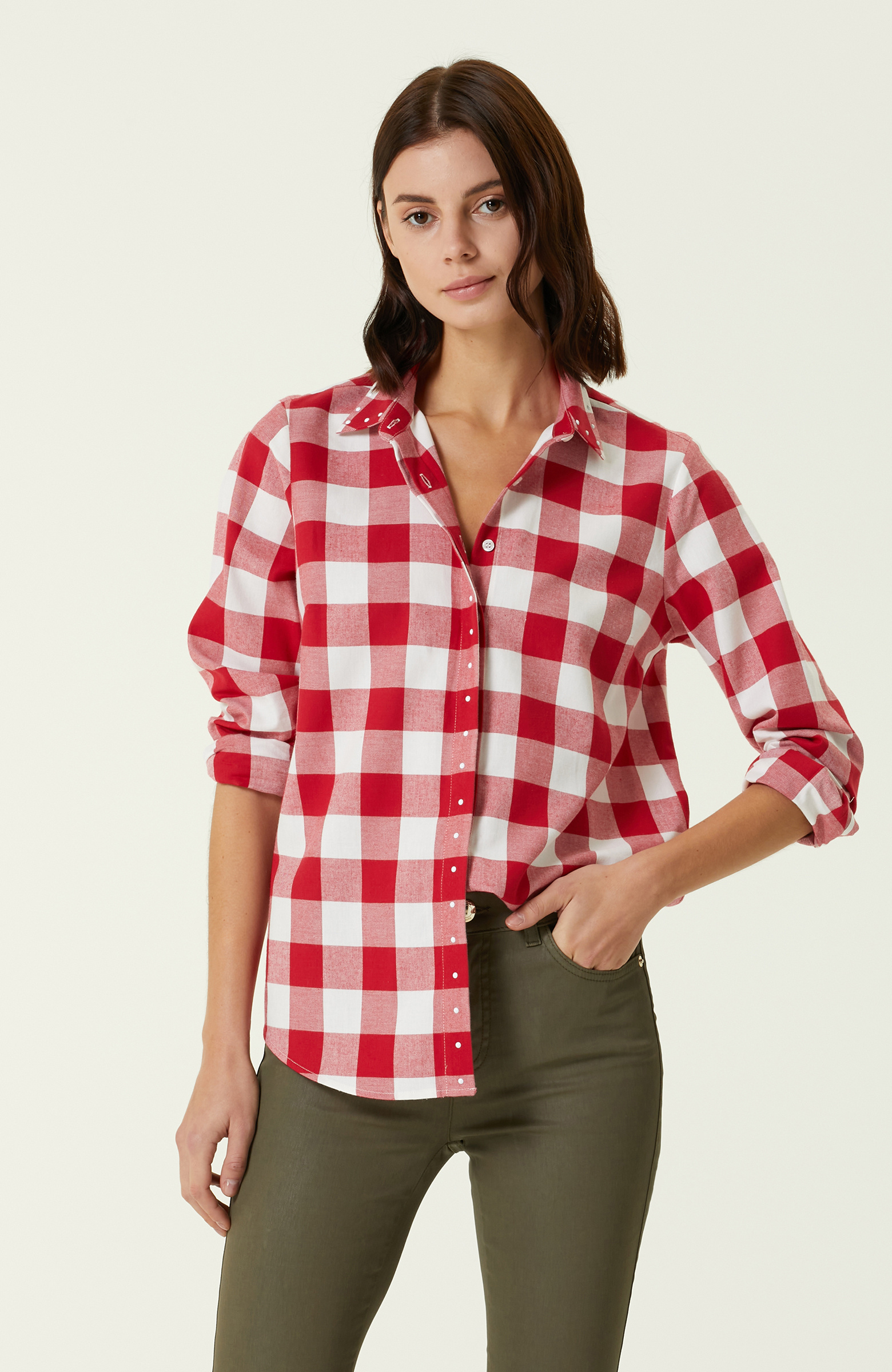 Regular Fit Kırmızı Beyaz Gömlek