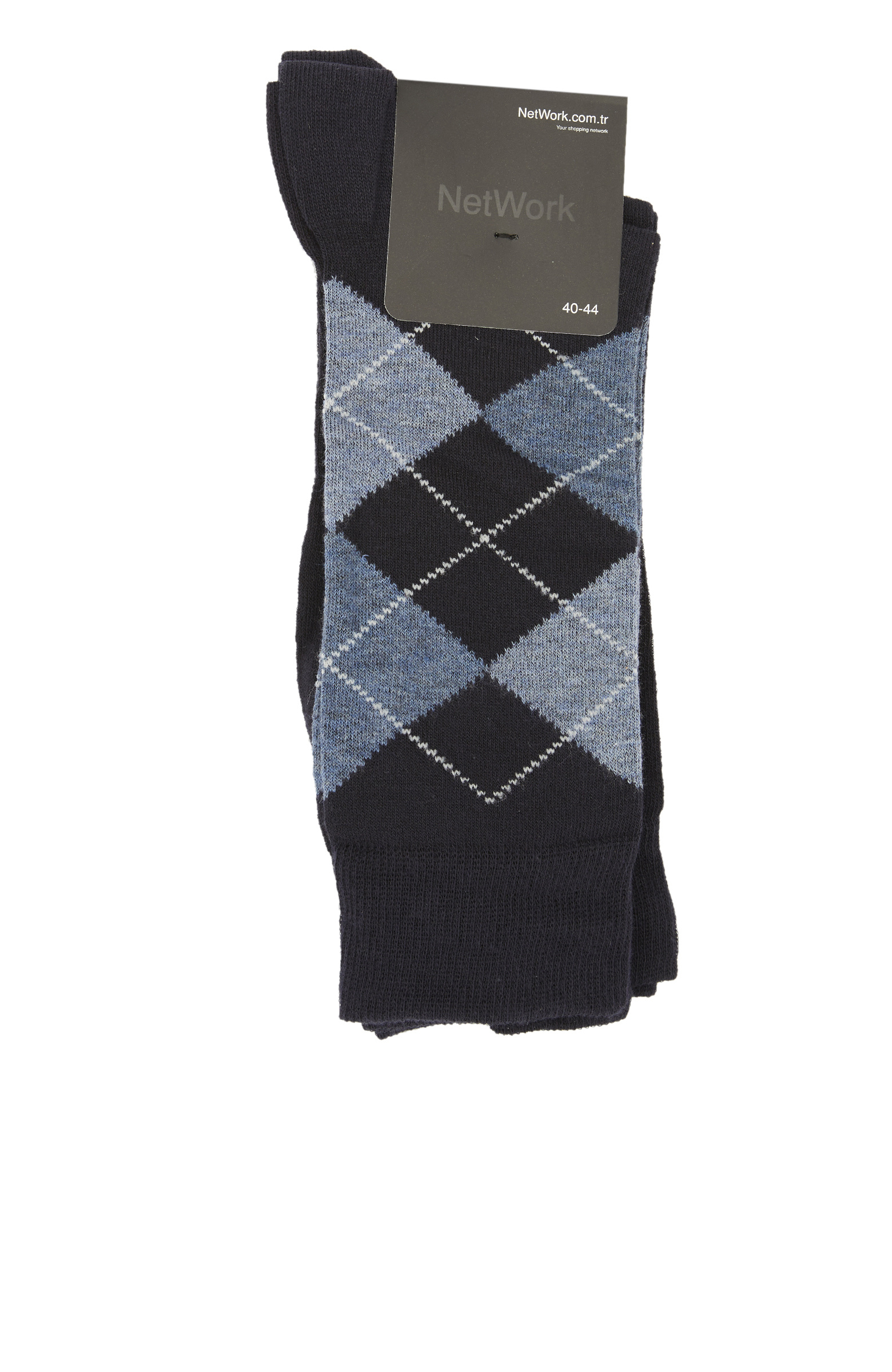 Lacivert Baklava Desenli 2li Erkek Çorap Seti