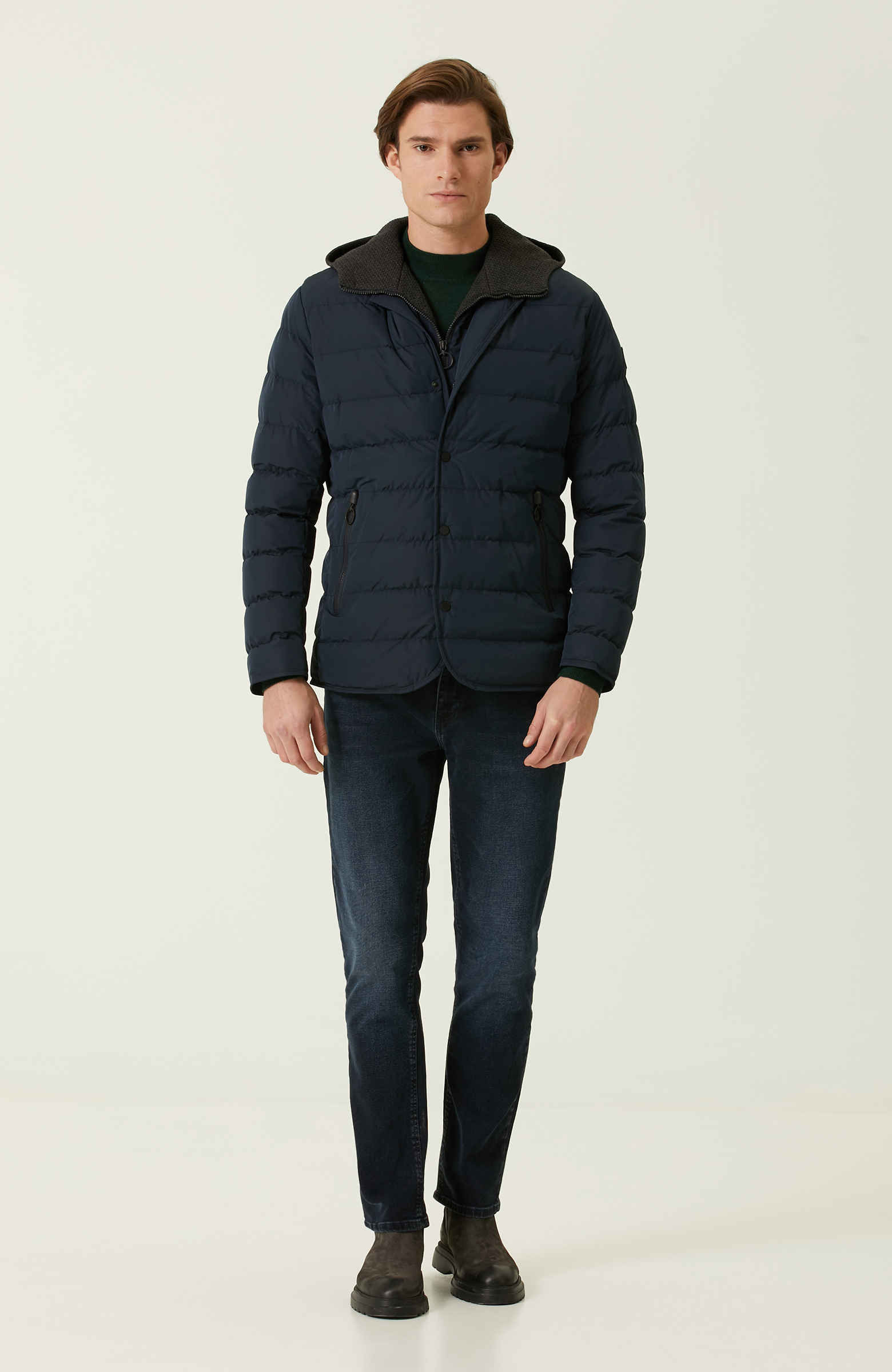 Slim Fit Koyu Lacivert Denim Pantolon Slim Fit Koyu Lacivert Denim Pantolon
