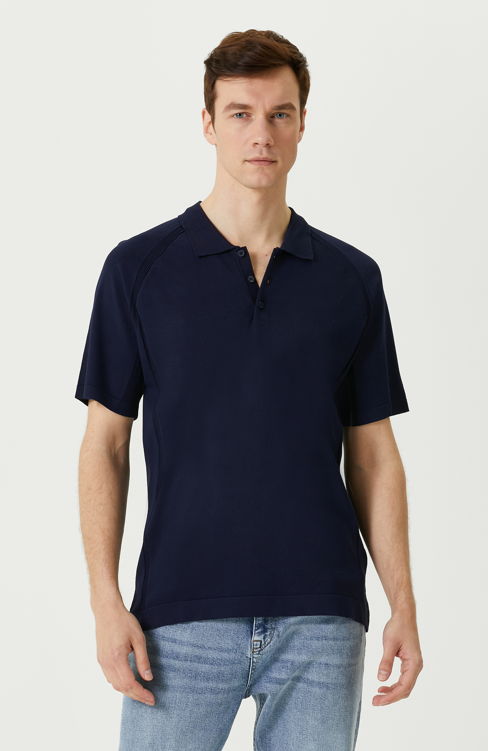 Lacivert Polo Yaka Kazak