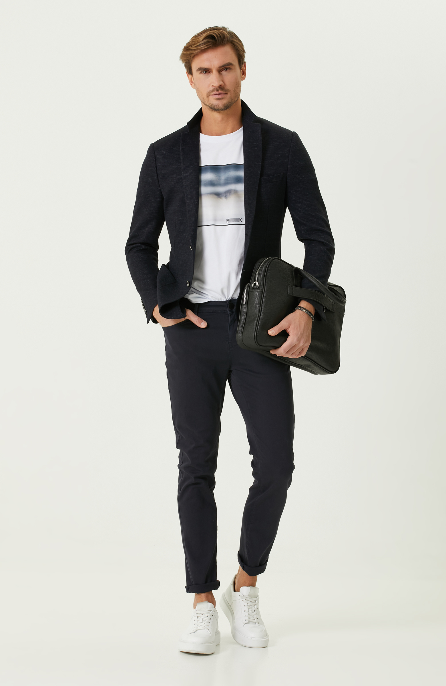 Slim Fit Lacivert Casual Pantolon