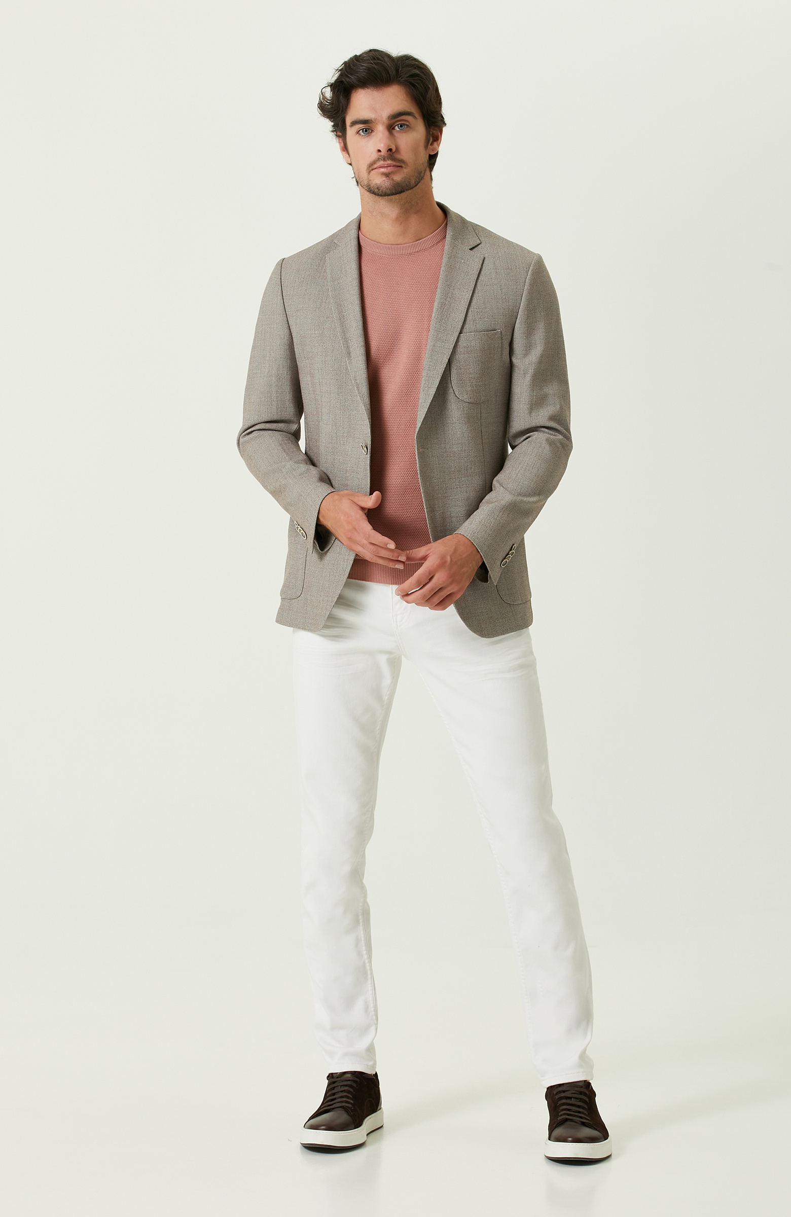 Skinny Fit Ekru Casual Pantolon