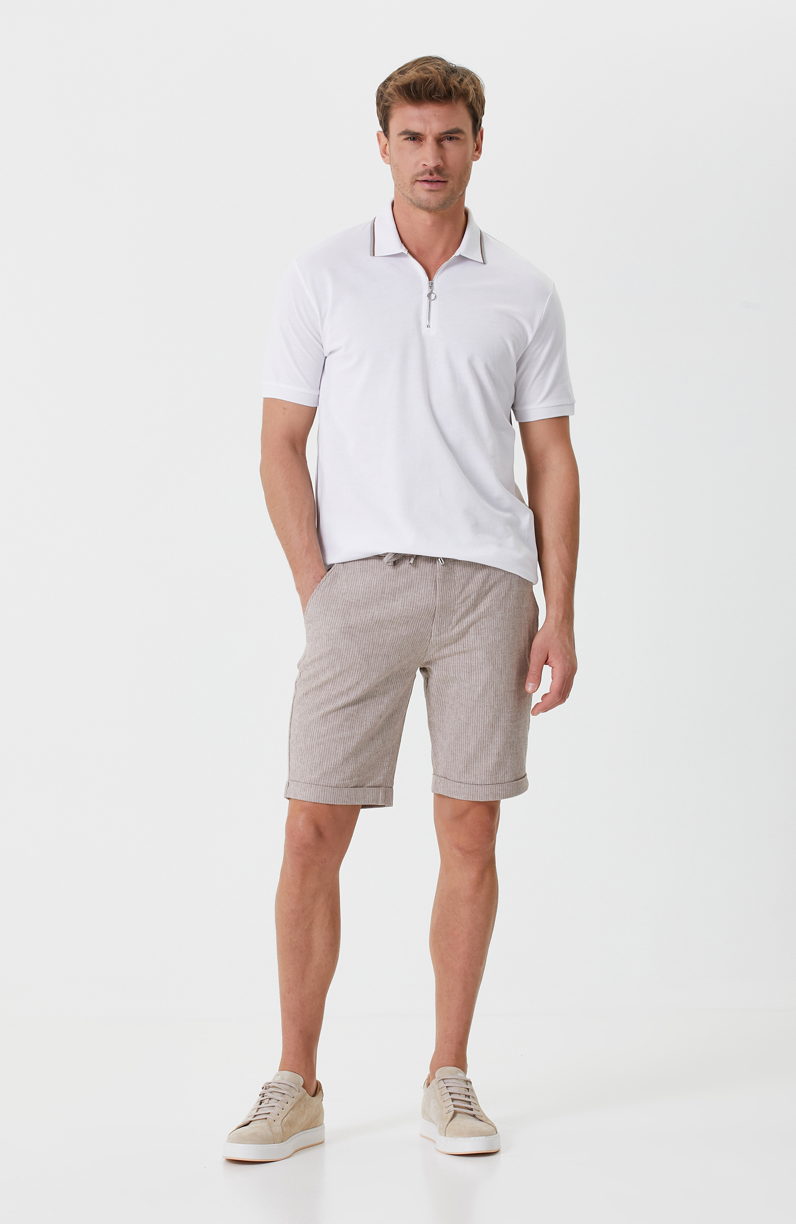 Vizon Çizgili Şort