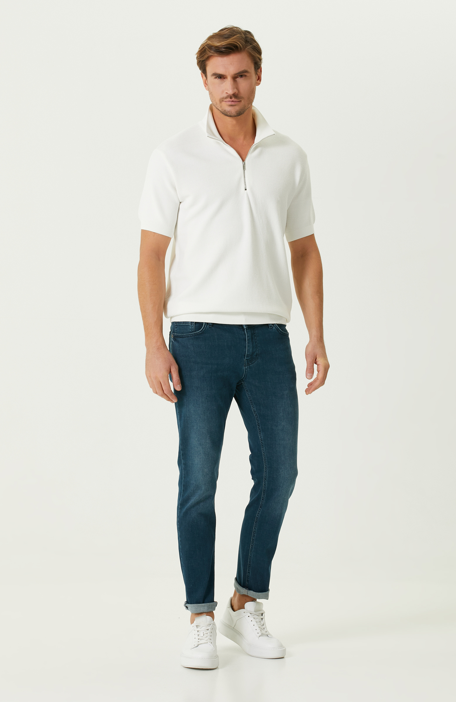 Slim Fit Lacivert Denim Pantolon