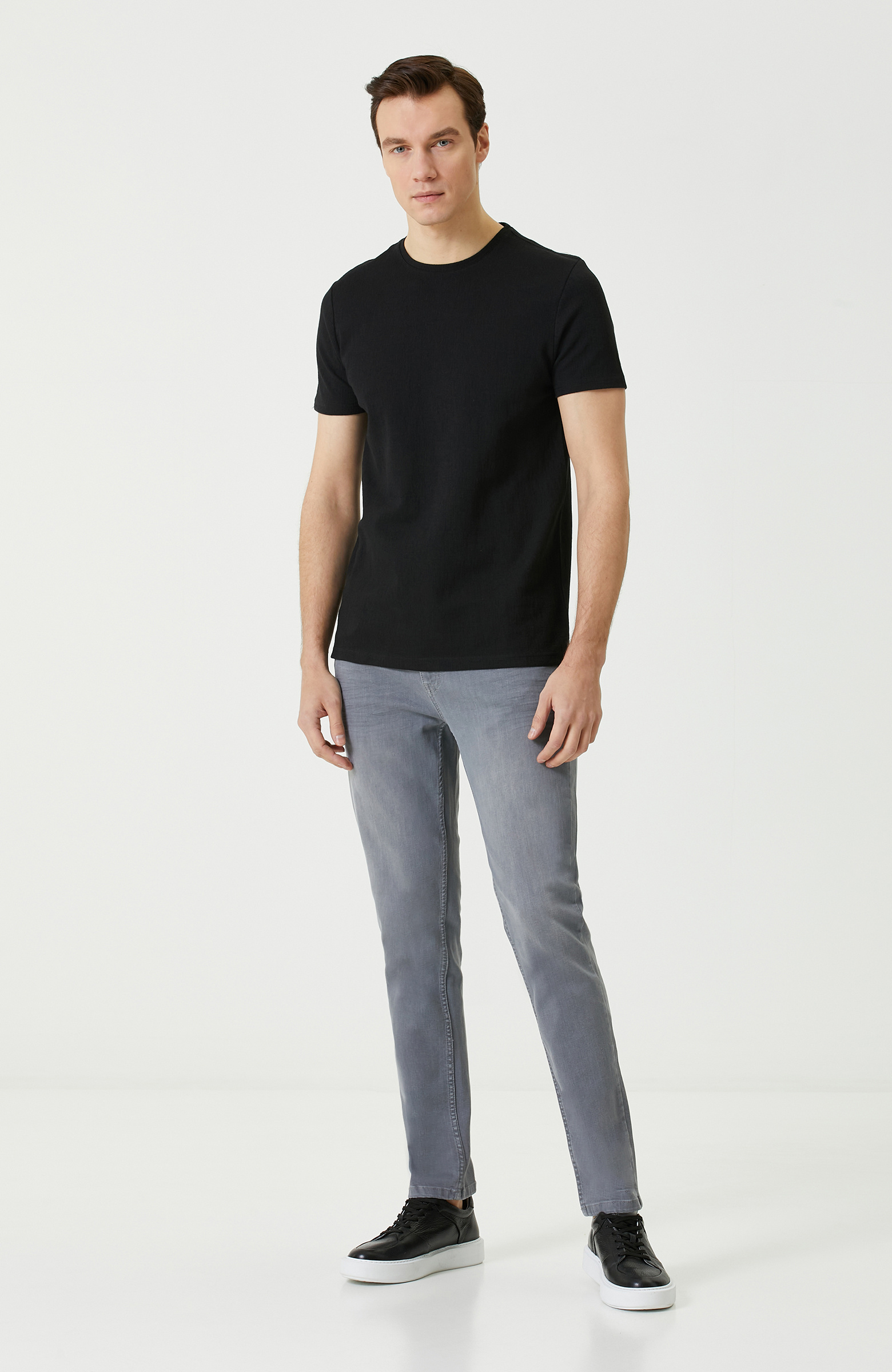 Slim Fit Gri Denim Pantolon