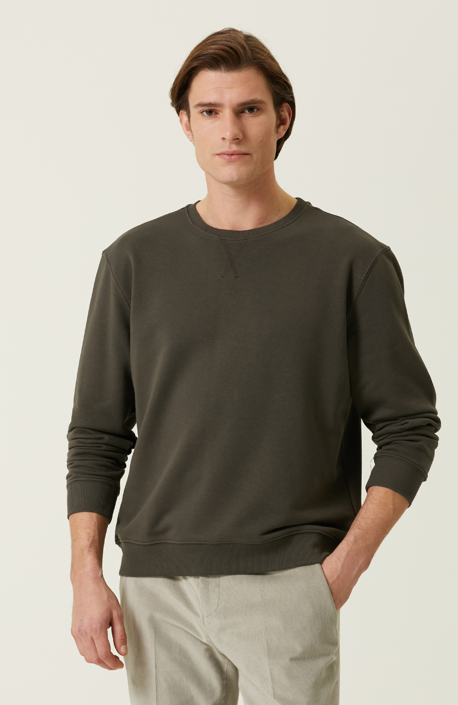 Comfort Fit Haki Sweatshirt