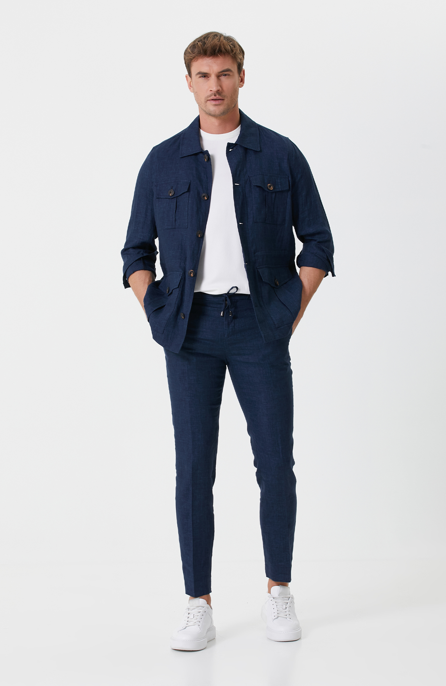 Jogger Fit Lacivert Keten Pantolon Jogger Fit Lacivert Keten Pantolon