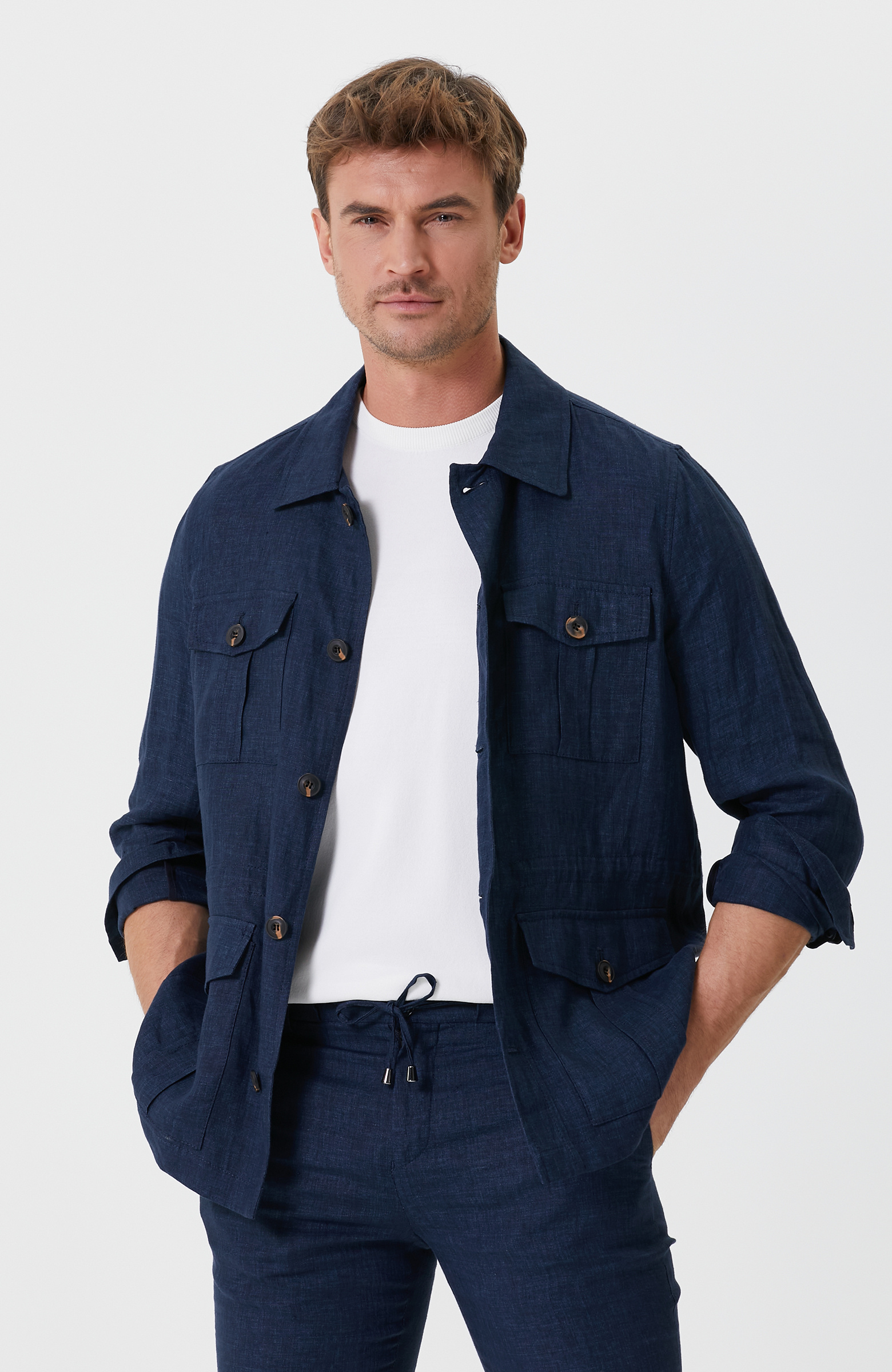 Lacivert Keten Ceket