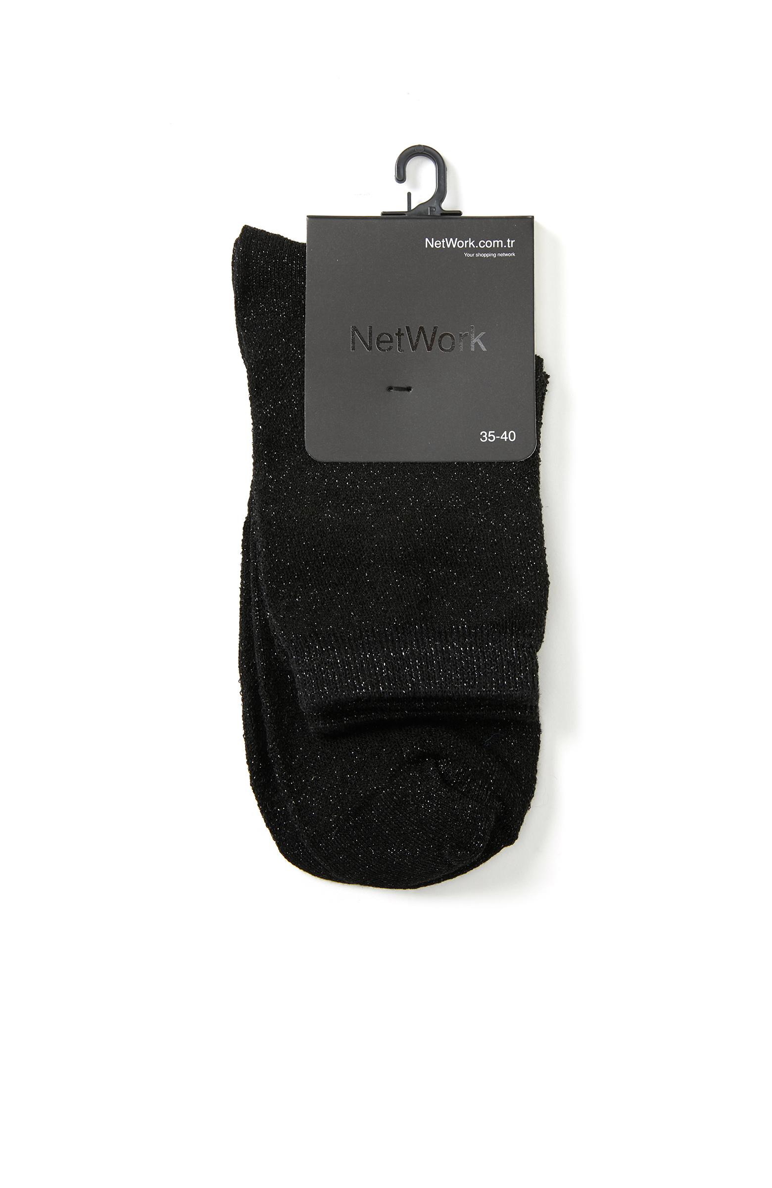 Siyah Simli Kadın Çorap
