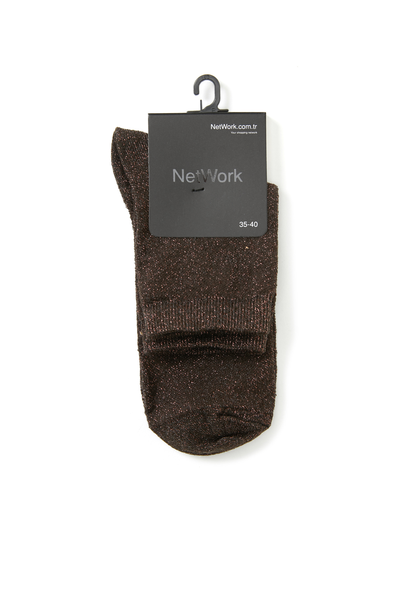 Kahverengi Simli Kadın Çorap