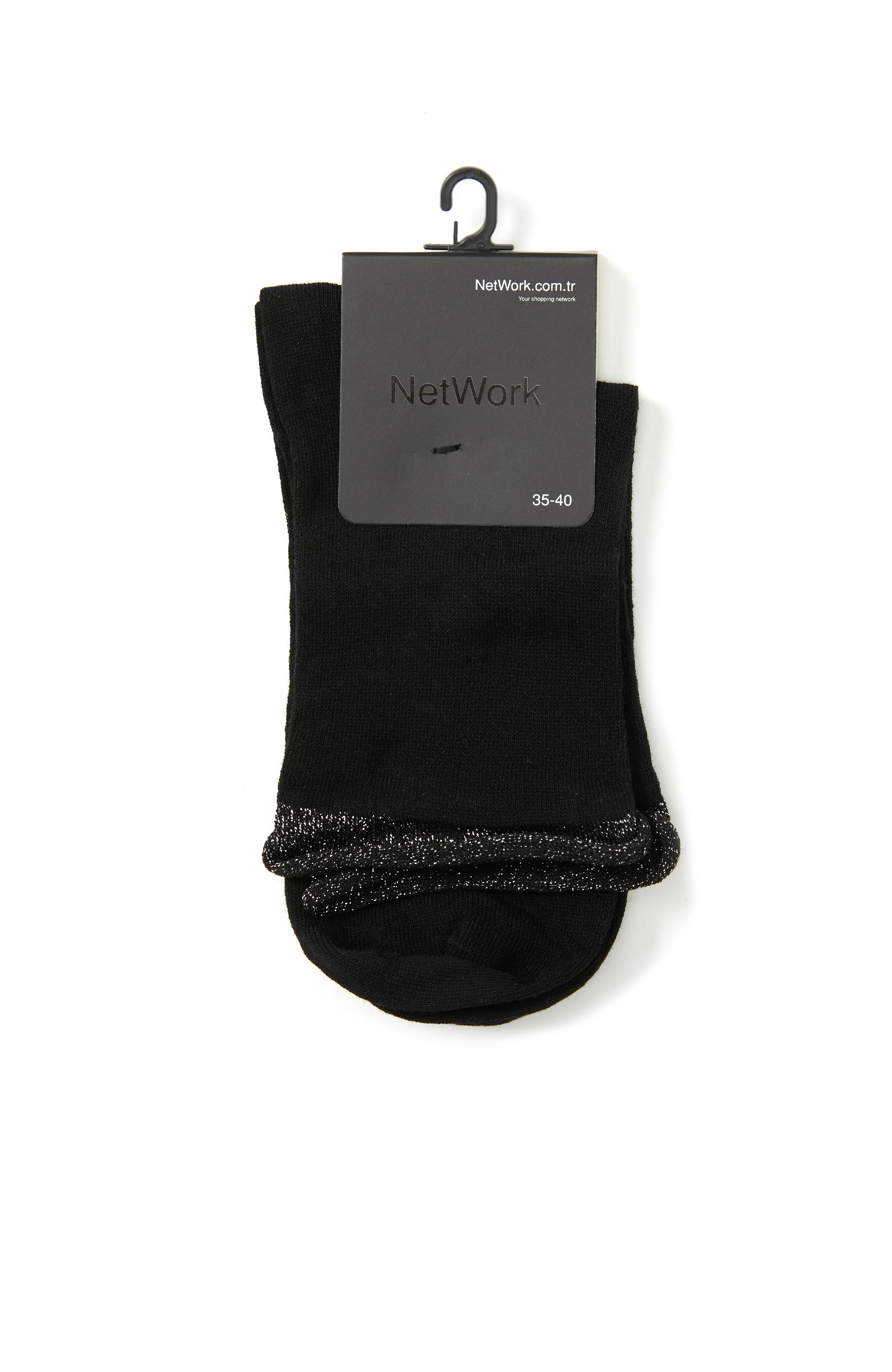 Siyah Sim Detaylı Kadın Çorap