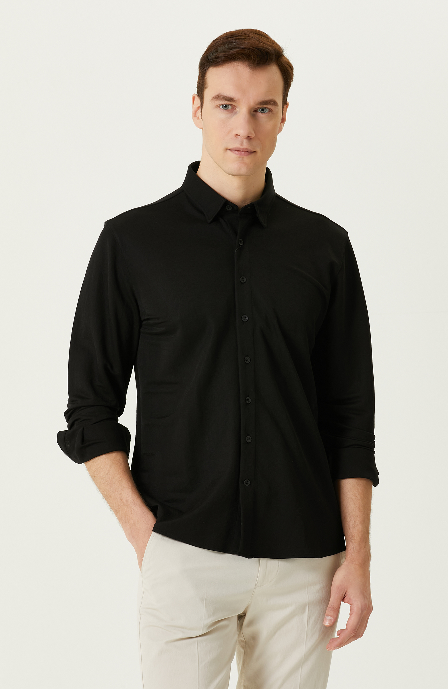 Comfort Fit Siyah Gömlek