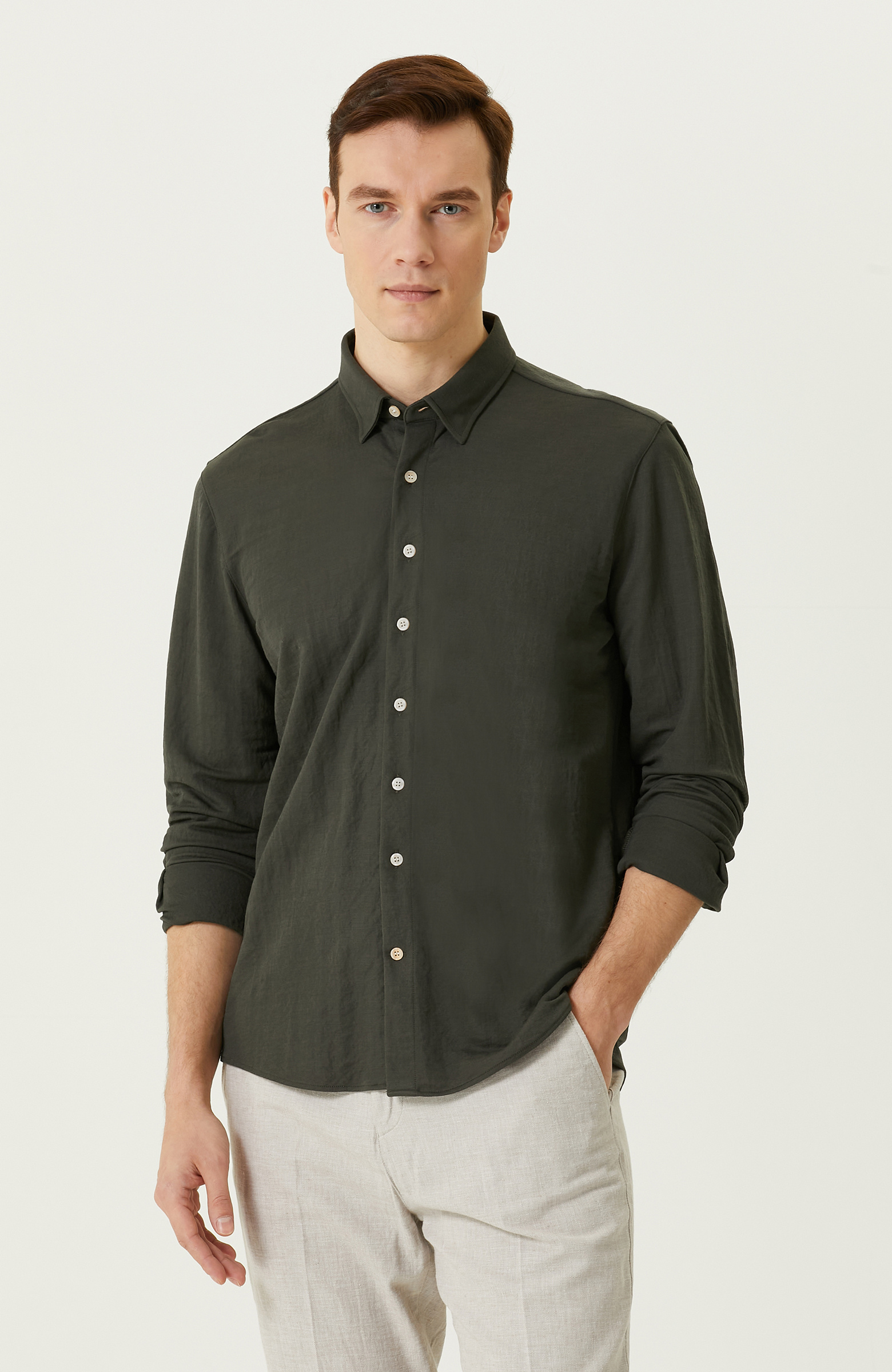 Comfort Fit Haki Gömlek