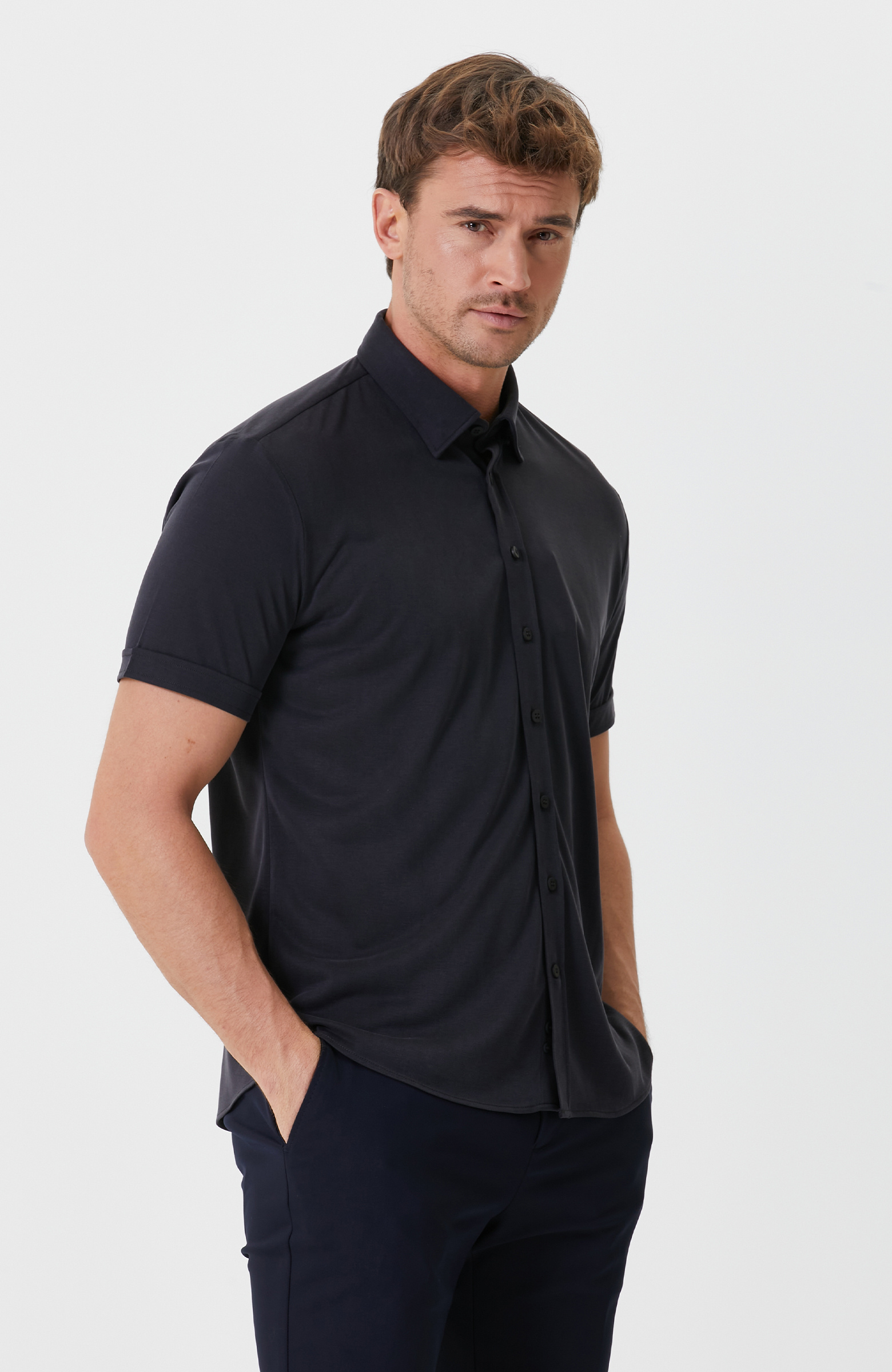 Comfort Fit Siyah Gömlek