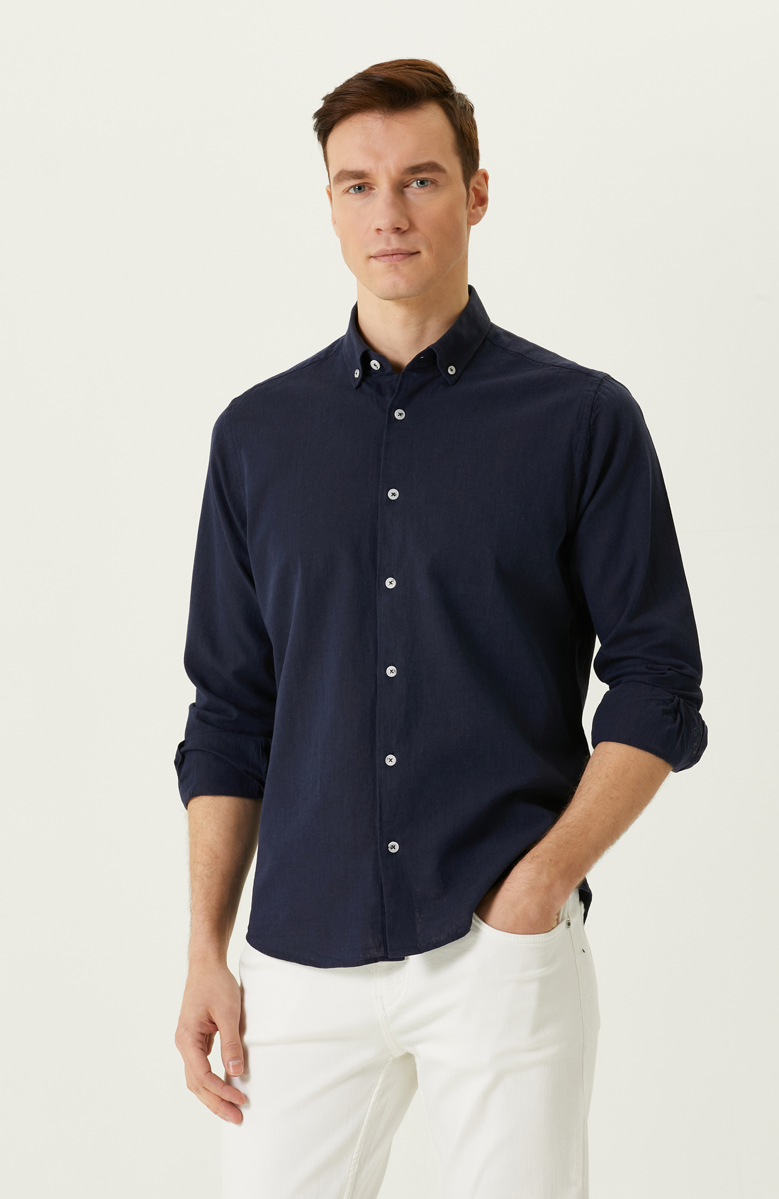 Geniş Fit Lacivert Gömlek