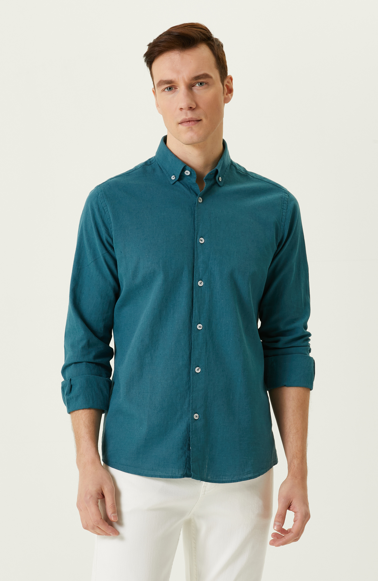 Geniş Fit Lacivert Gömlek