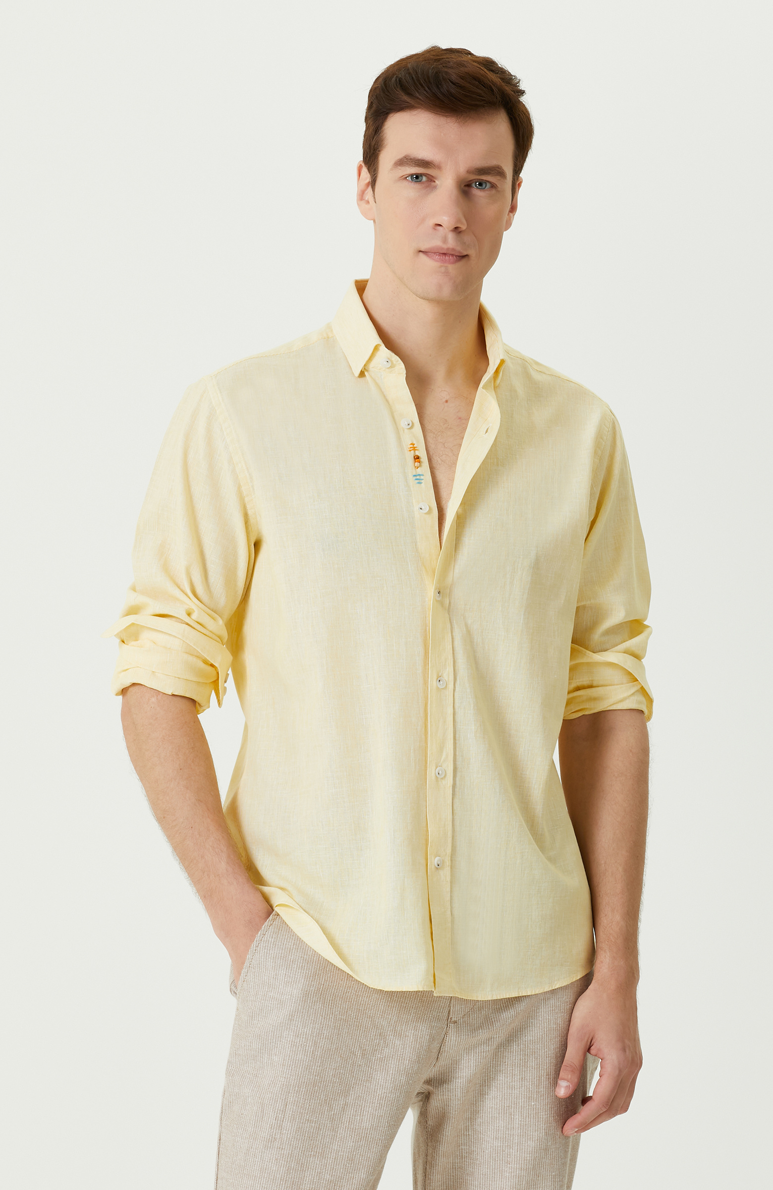 Geniş Fit Sarı Gömlek