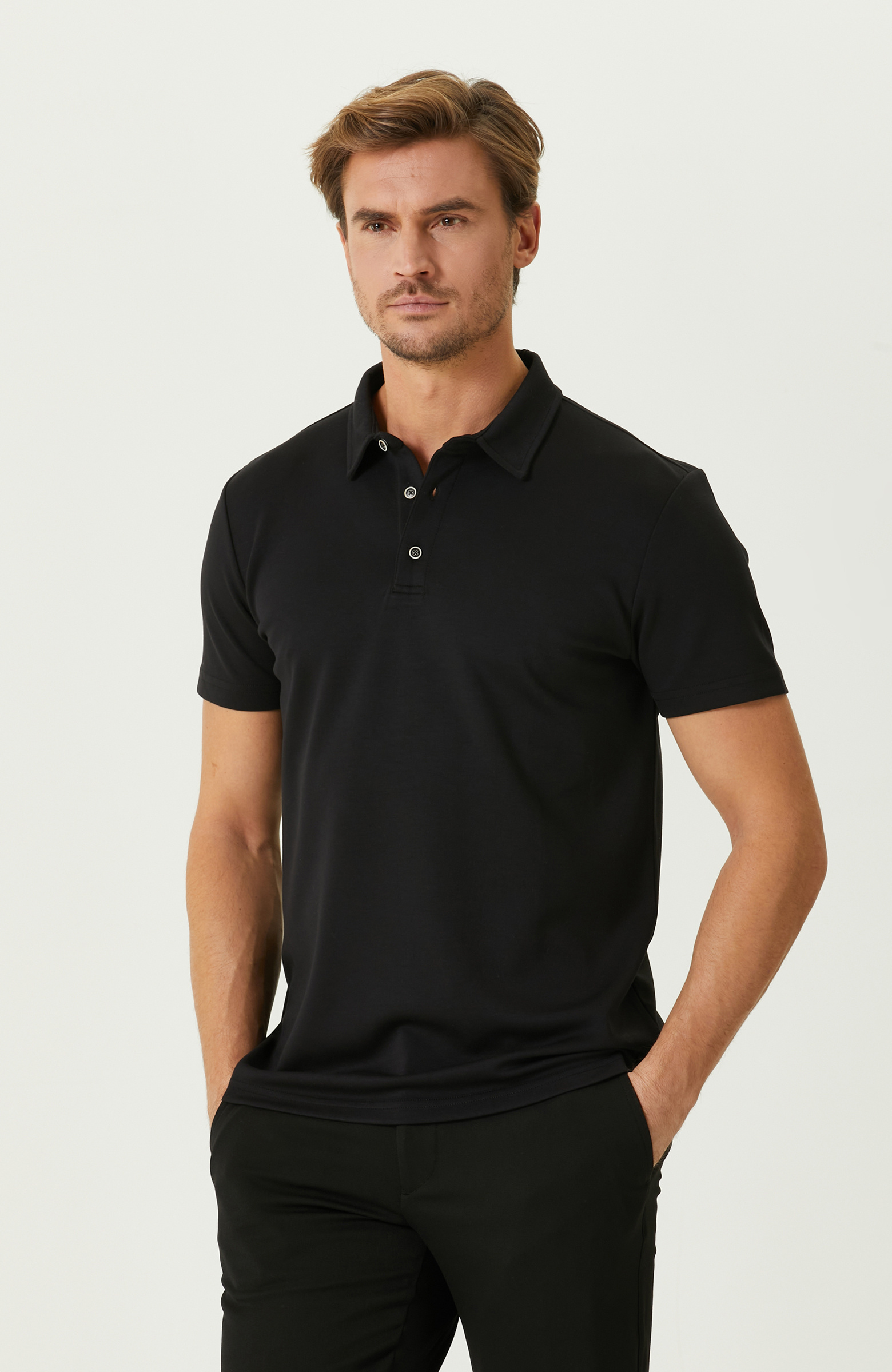 Siyah Polo Yaka T-shirt