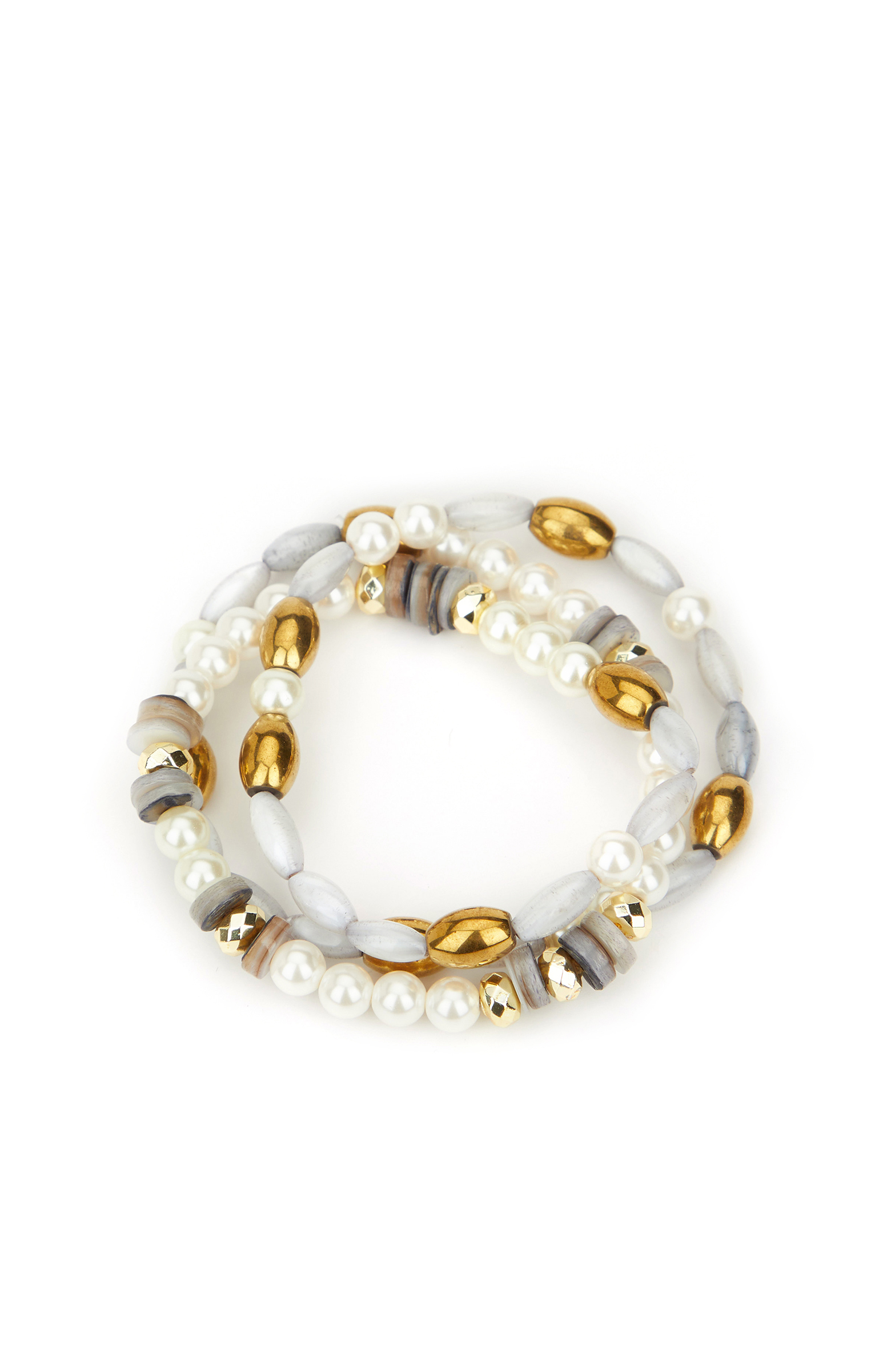 Beyaz Gri Boncuklu Kadın Bileklik