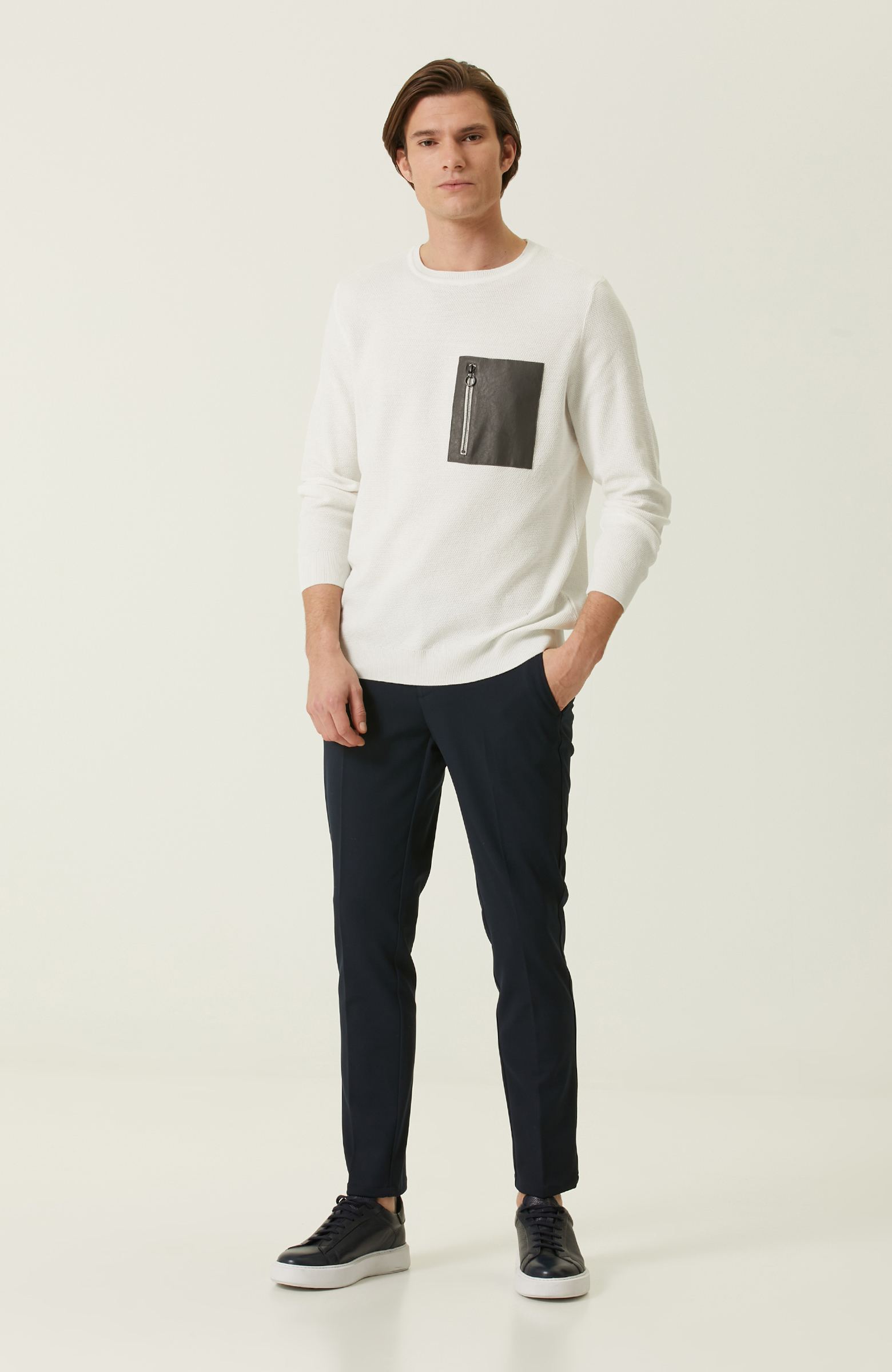 Slim Fit Lacivert Dar Paça Pantolon