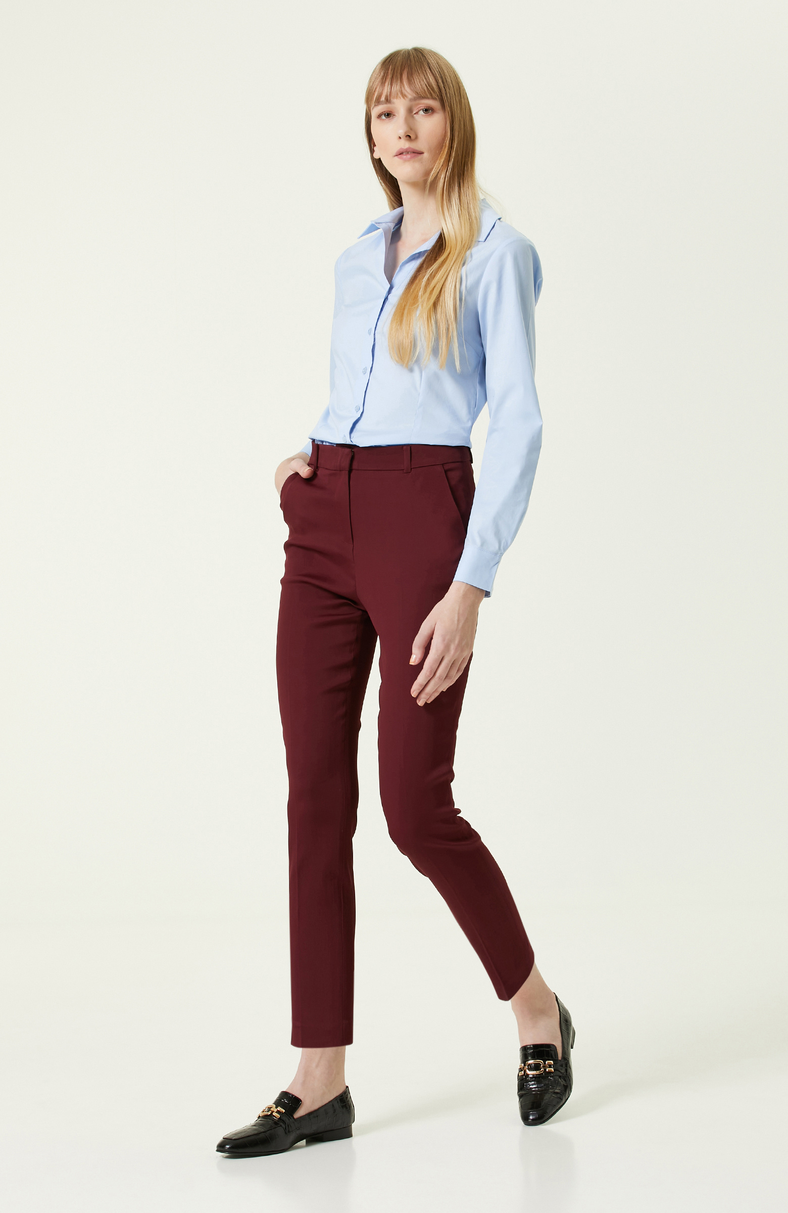 Slim Fit Bordo Pantolon