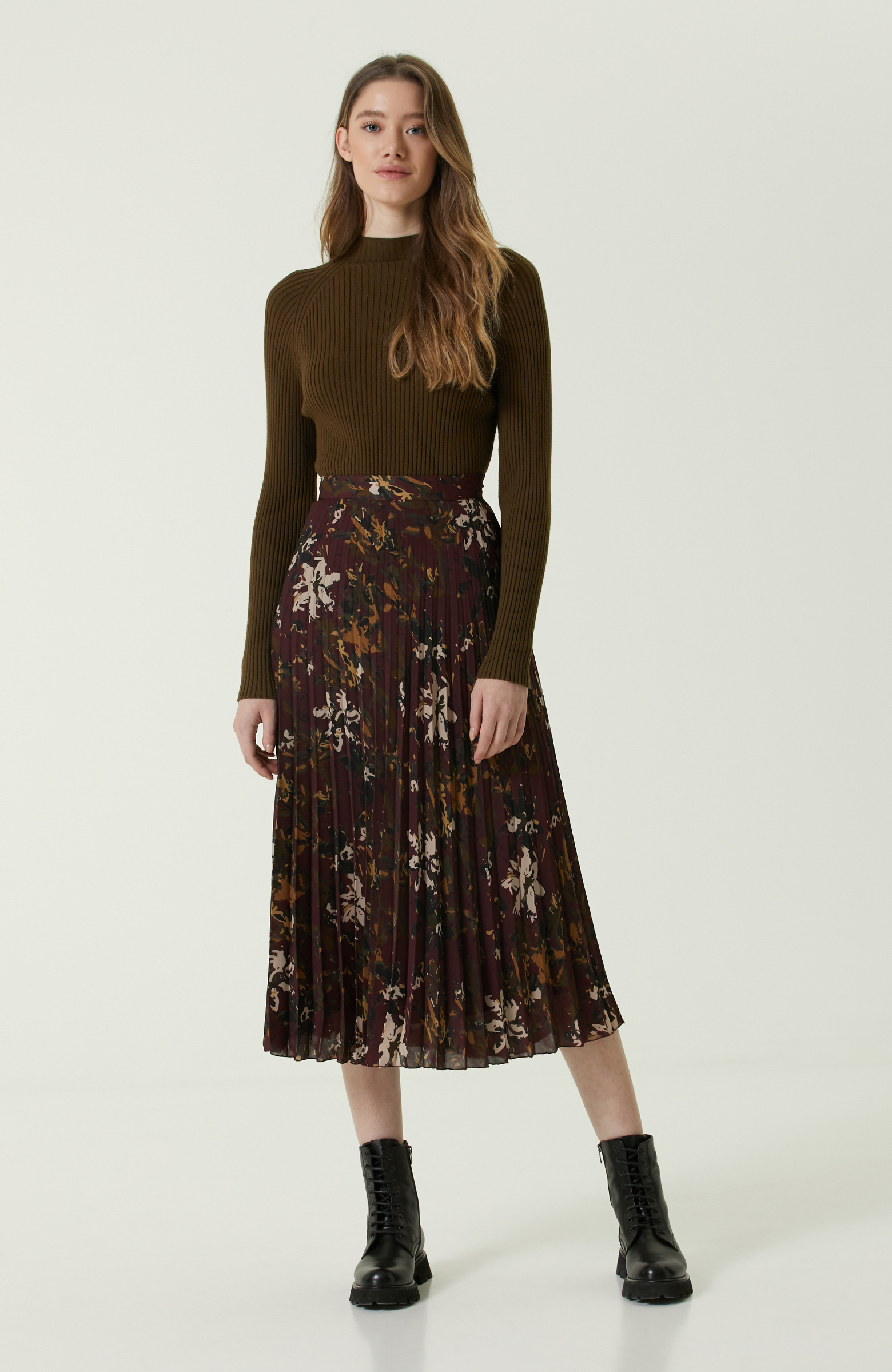 Bordo Midi Etek Bordo Midi Etek