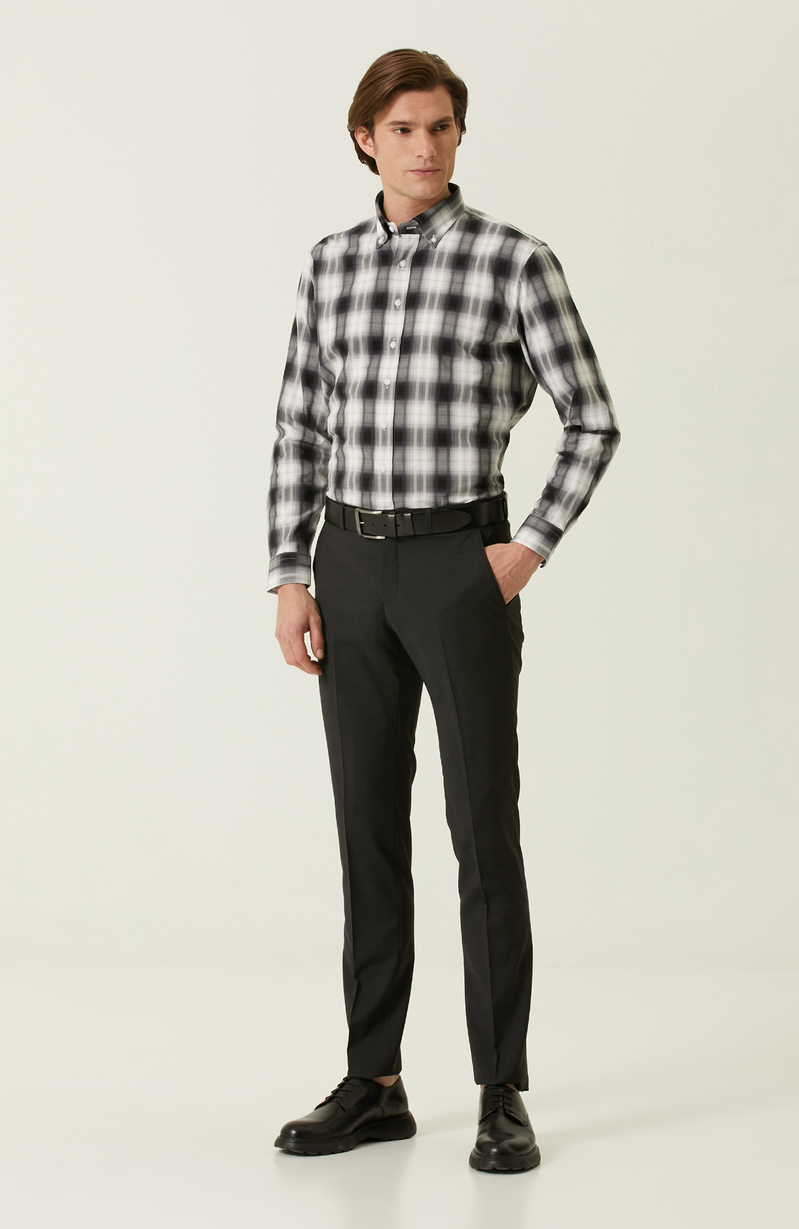 Slim Fit Antrasit Dar Paça Pantolon