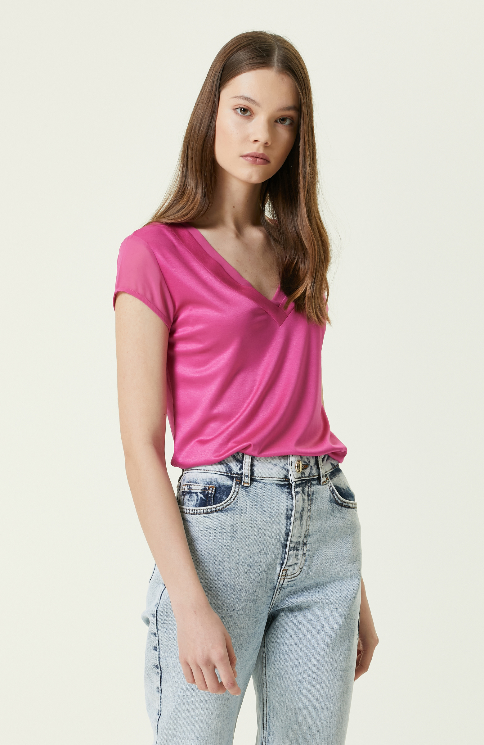 Slim Fit Fuşya T-shirt