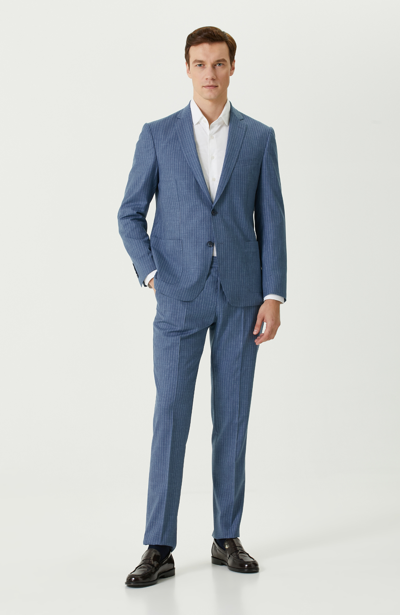 Loro Piana Slim Fit Mavi Yün Takım Elbise Loro Piana Slim Fit Mavi Yün Takım Elbise