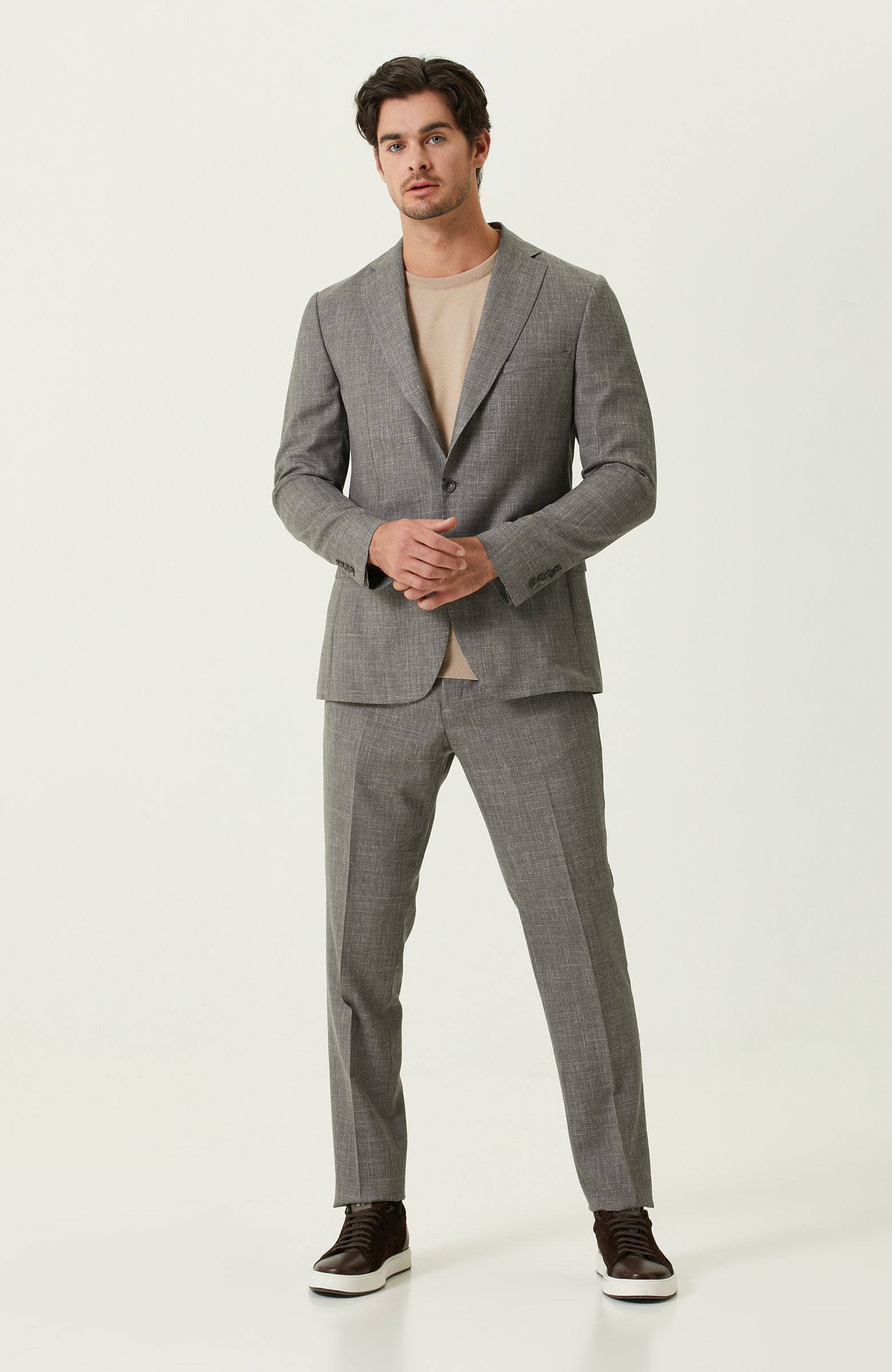 Vizon Desenli Yün Takım Elbise