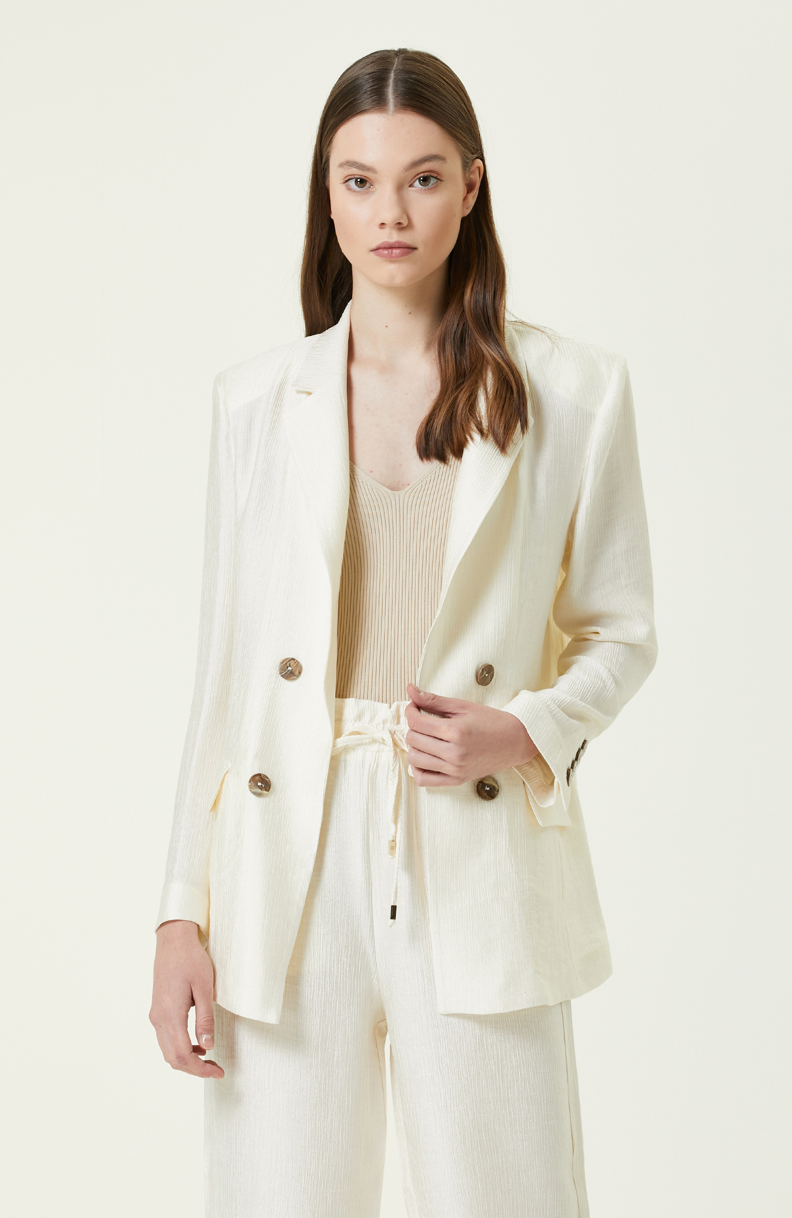 Slim Fit Ekru Ceket