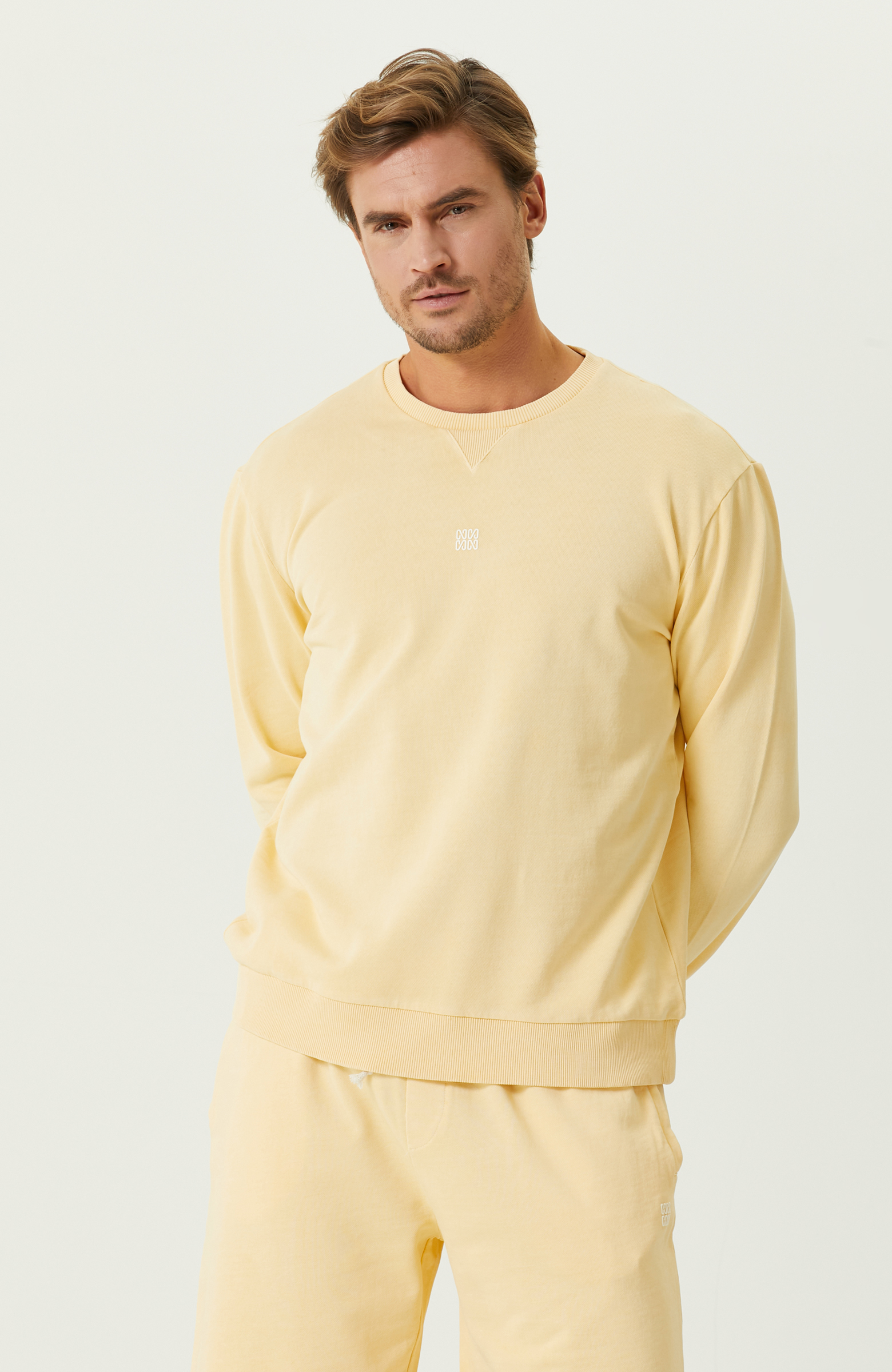 Comfort Fit Sarı Organik Pamuk Sweatshirt