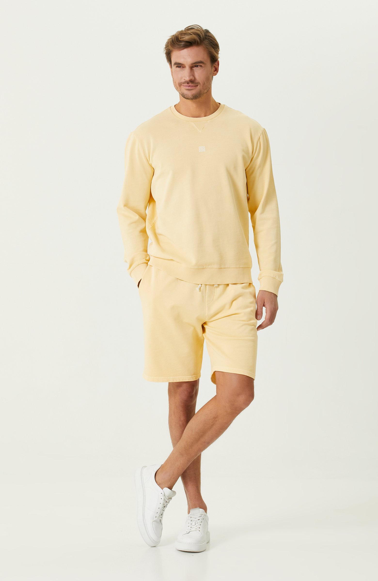 Comfort Fit Sarı Organik Pamuk Şort