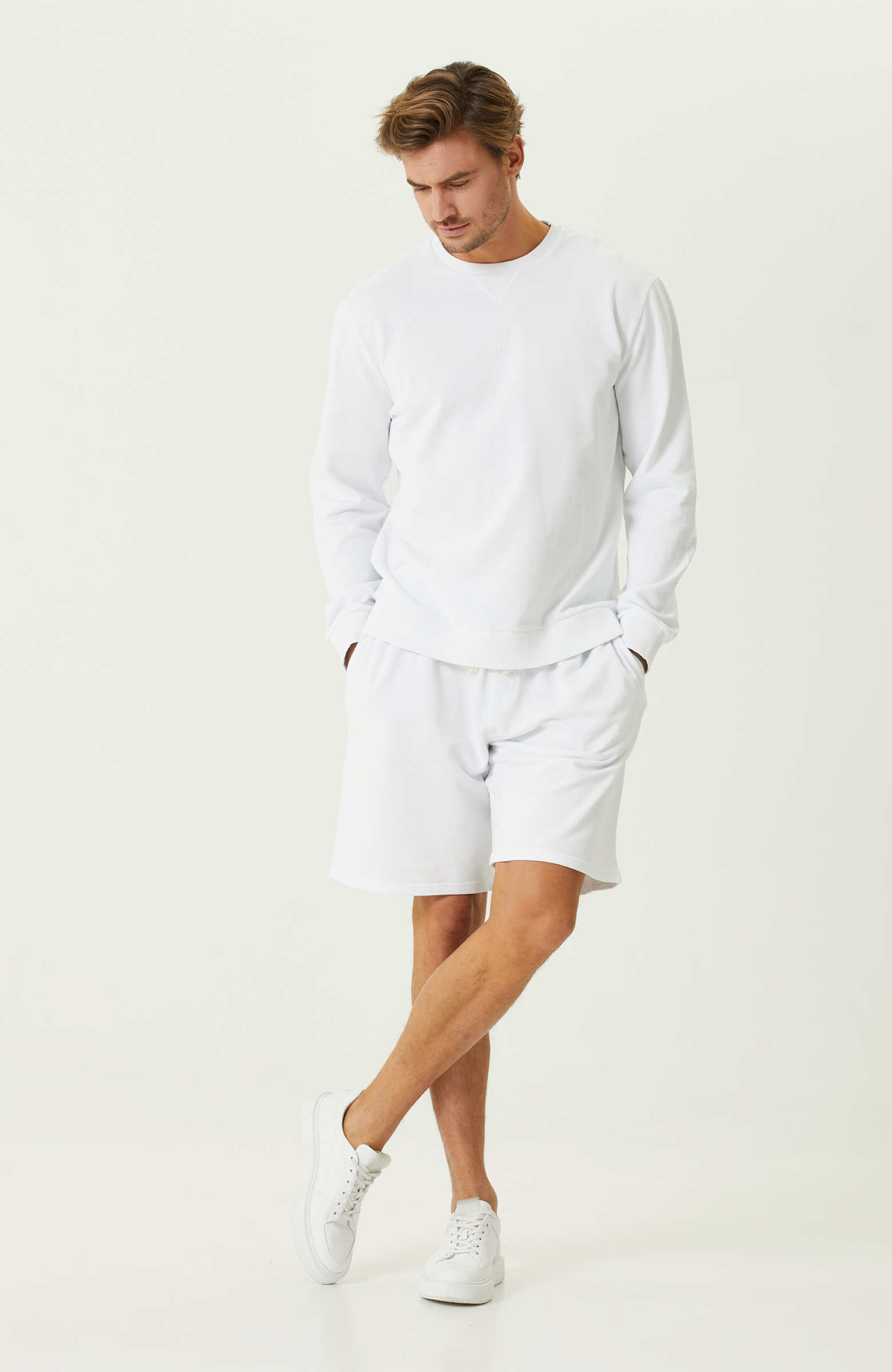 Comfort Fit Beyaz Organik Pamuk Şort