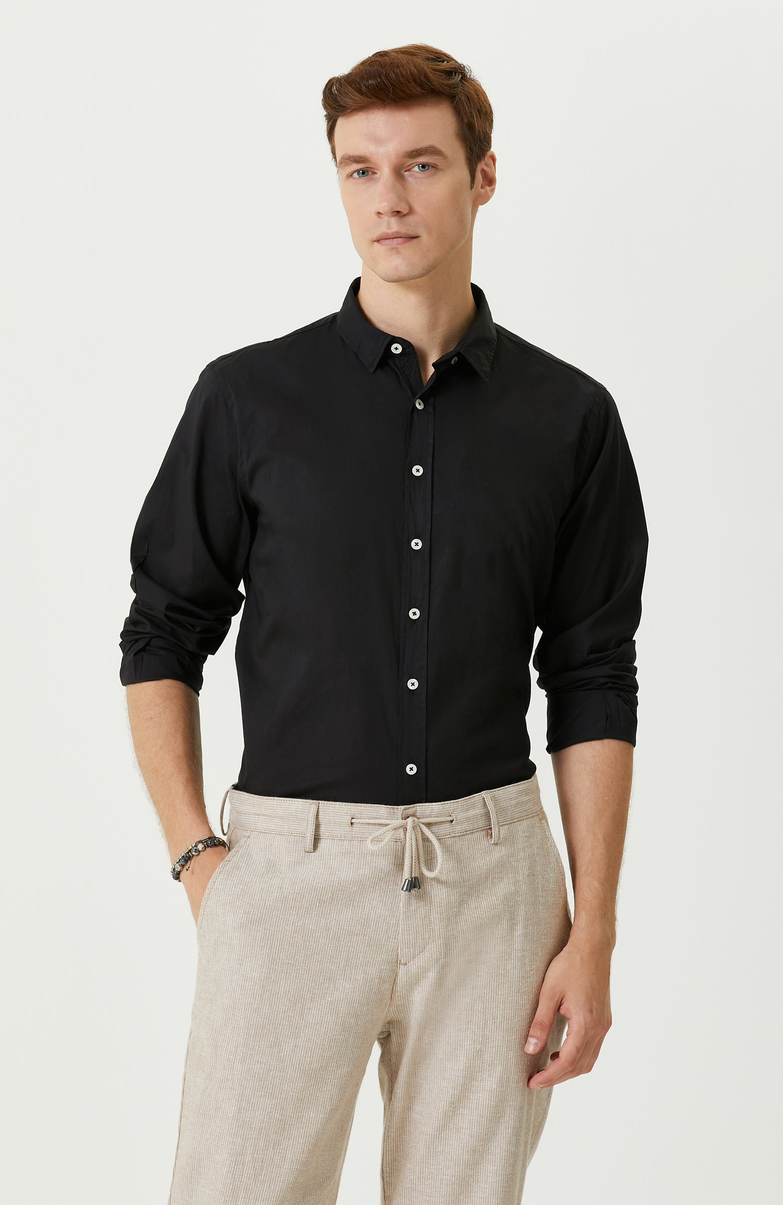 Comfort Fit Siyah Gömlek