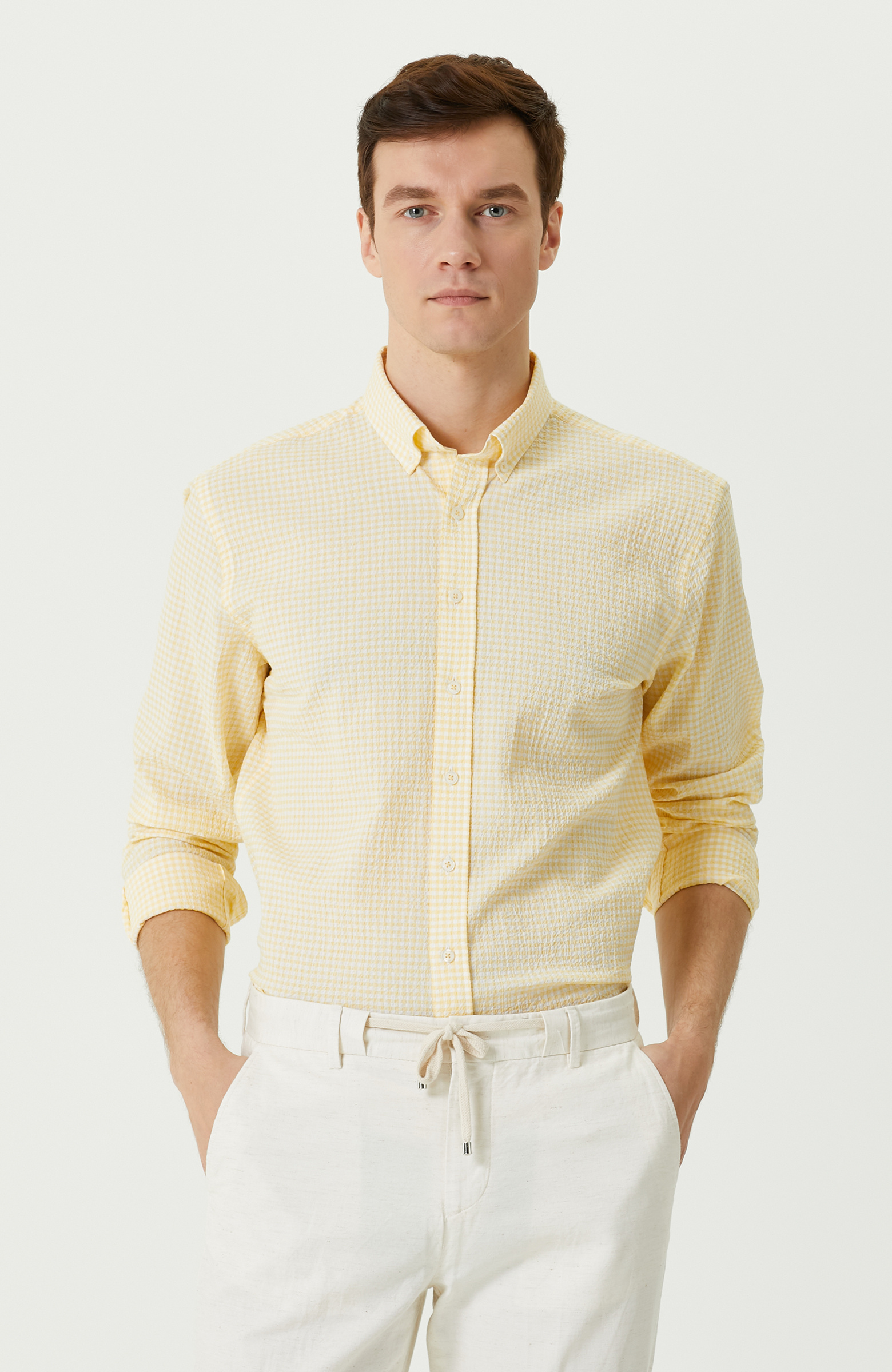 Slim Fit Sarı Gömlek