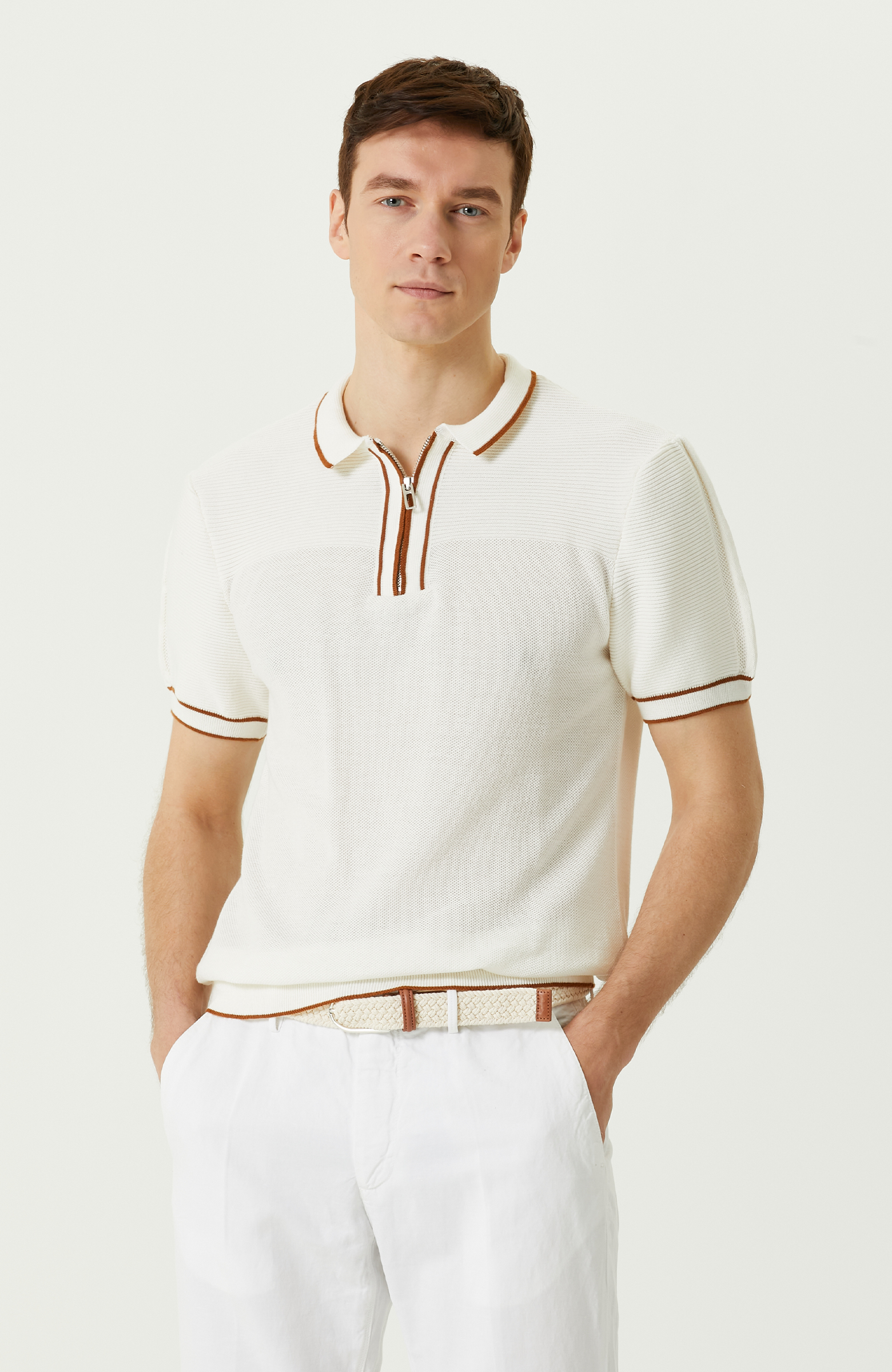 Ekru Polo Yaka Kazak