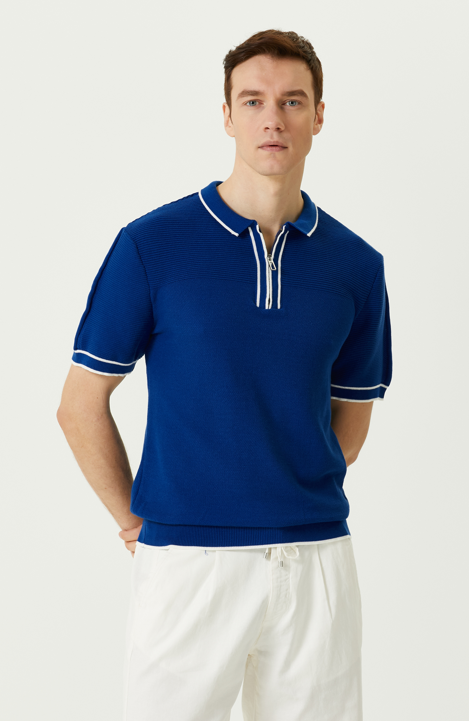 Saks Polo Yaka Kazak Saks Polo Yaka Kazak