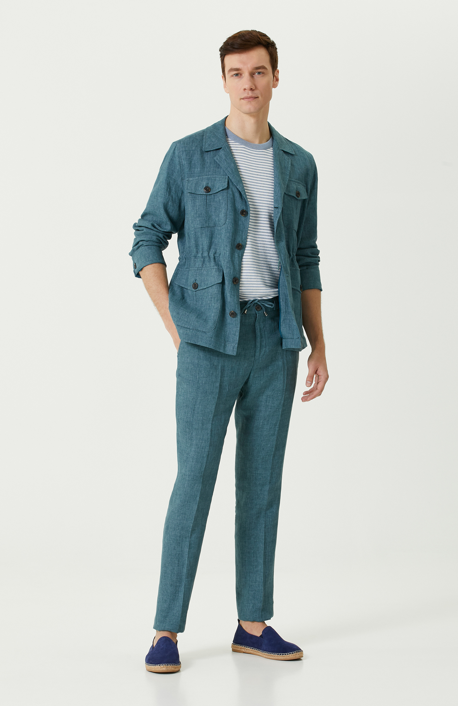 Jogger Fit Yeşil Keten Pantolon