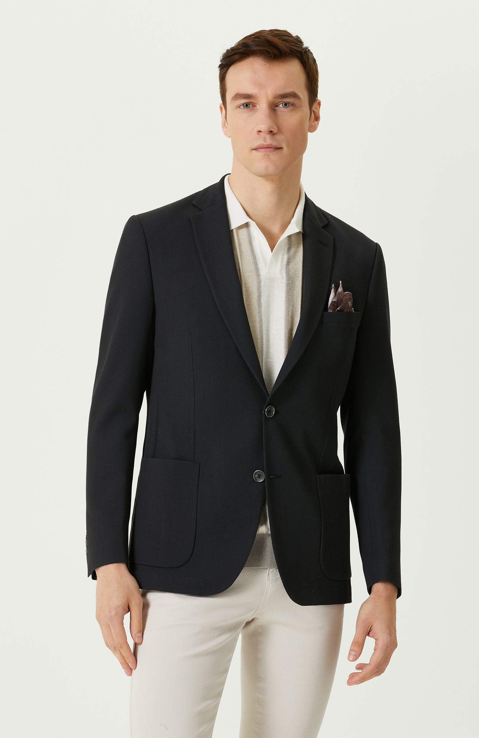 Siyah Armürlü Blazer Ceket
