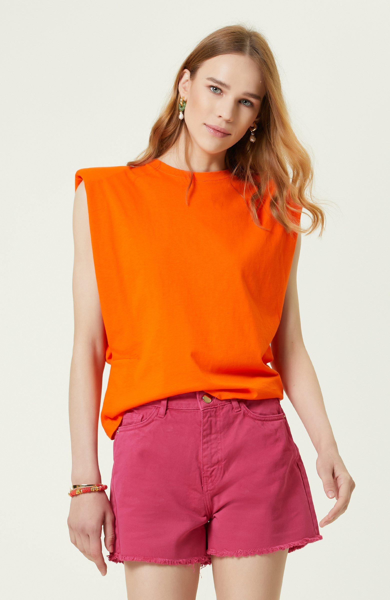 Turuncu Vatkalı T-shirt