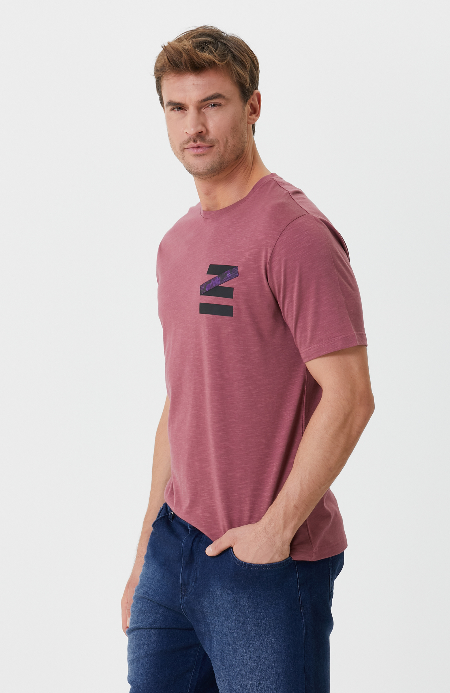 Slim Fit Gül Kurusu T-shirt