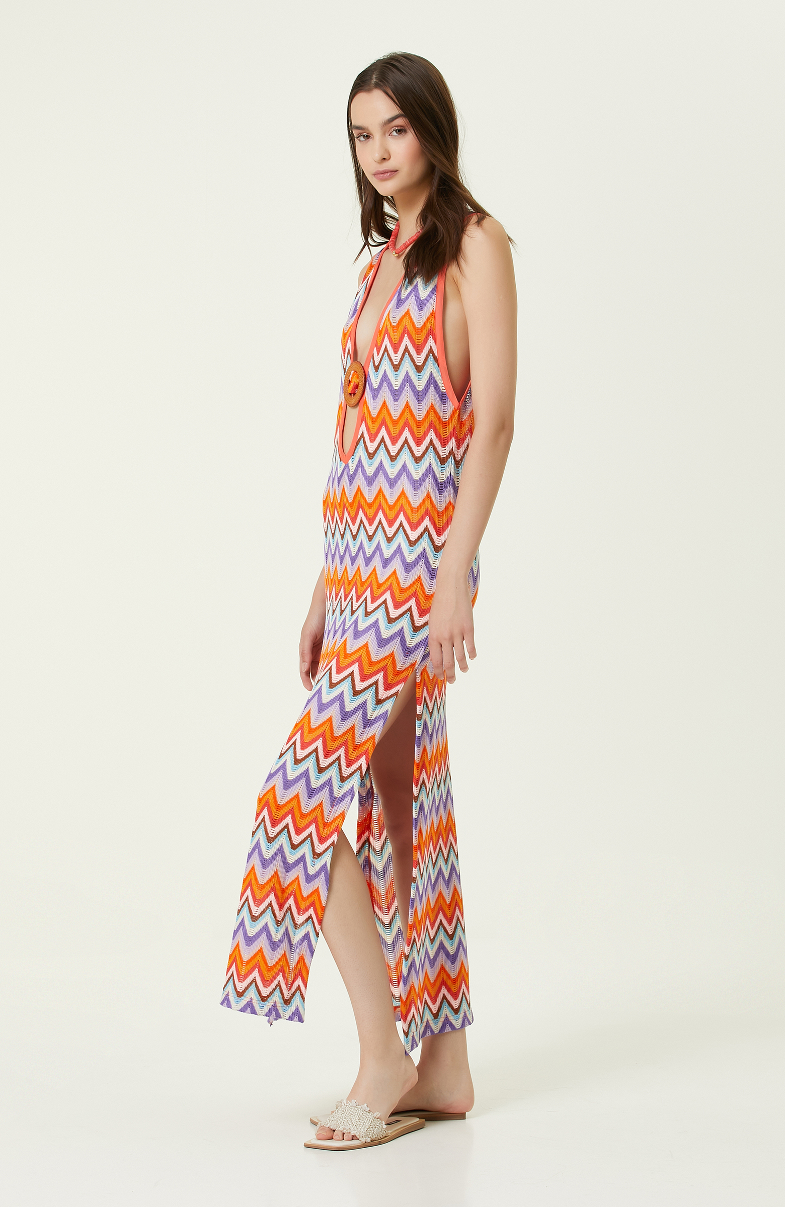 Turuncu Mor Mini Elbise