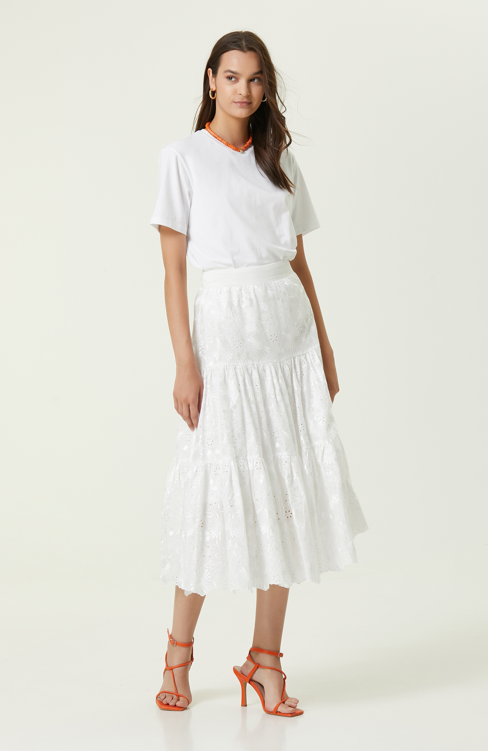 Beyaz Midi Boy Etek Beyaz Midi Boy Etek