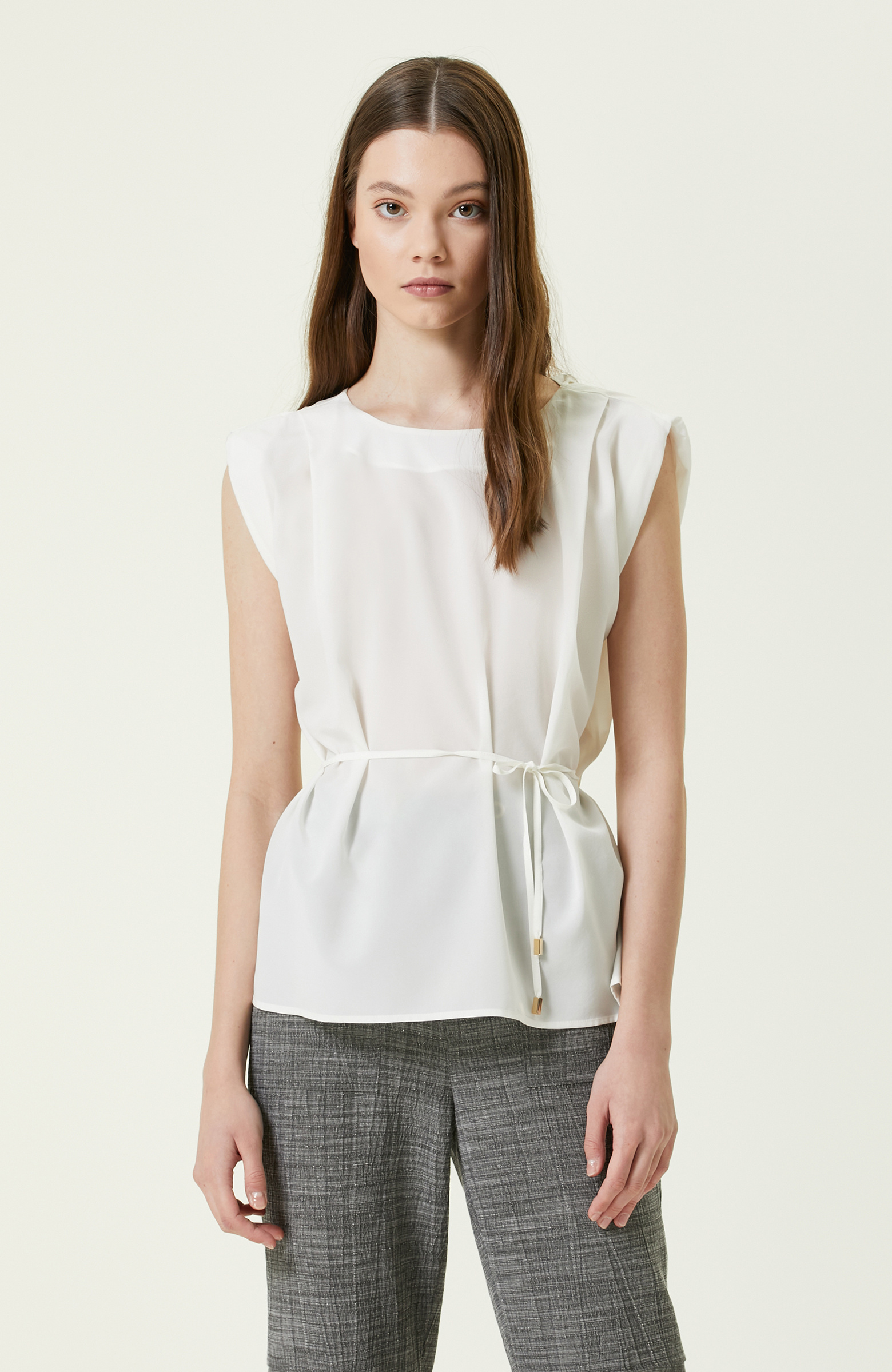 Regular Fit Ekru İpek Bluz