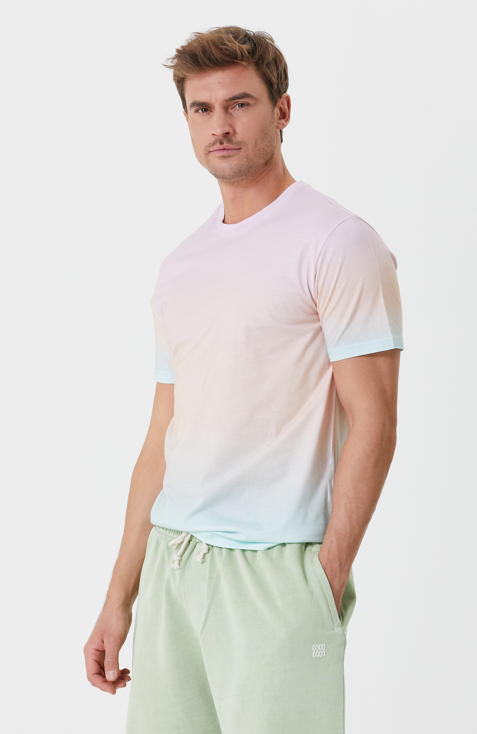 Slim Fit Pembe Yeşil Organik Pamuk T-shirt Slim Fit Pembe Yeşil Organik Pamuk T-shirt
