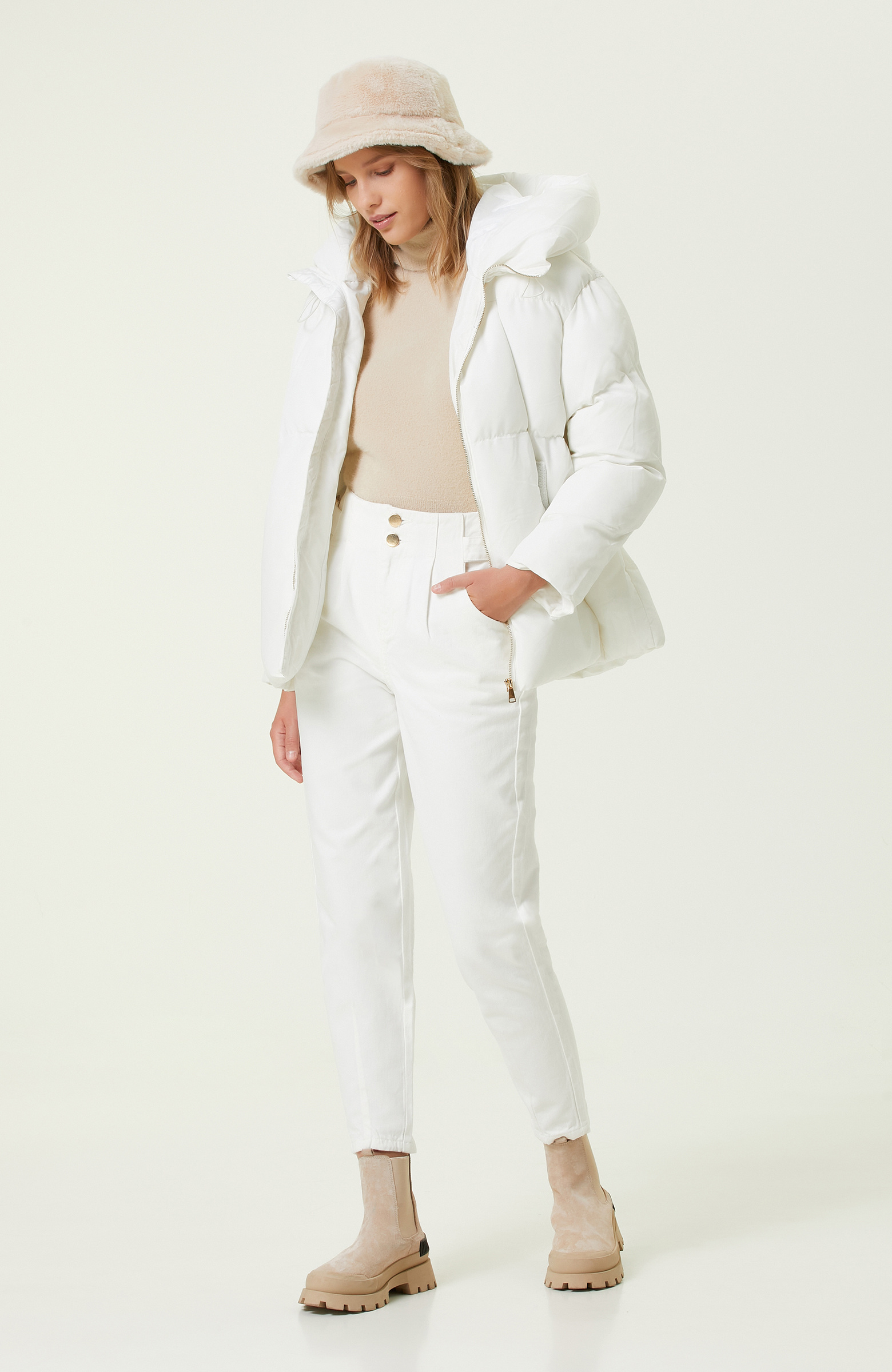 Basic Fit Beyaz Denim Pantolon