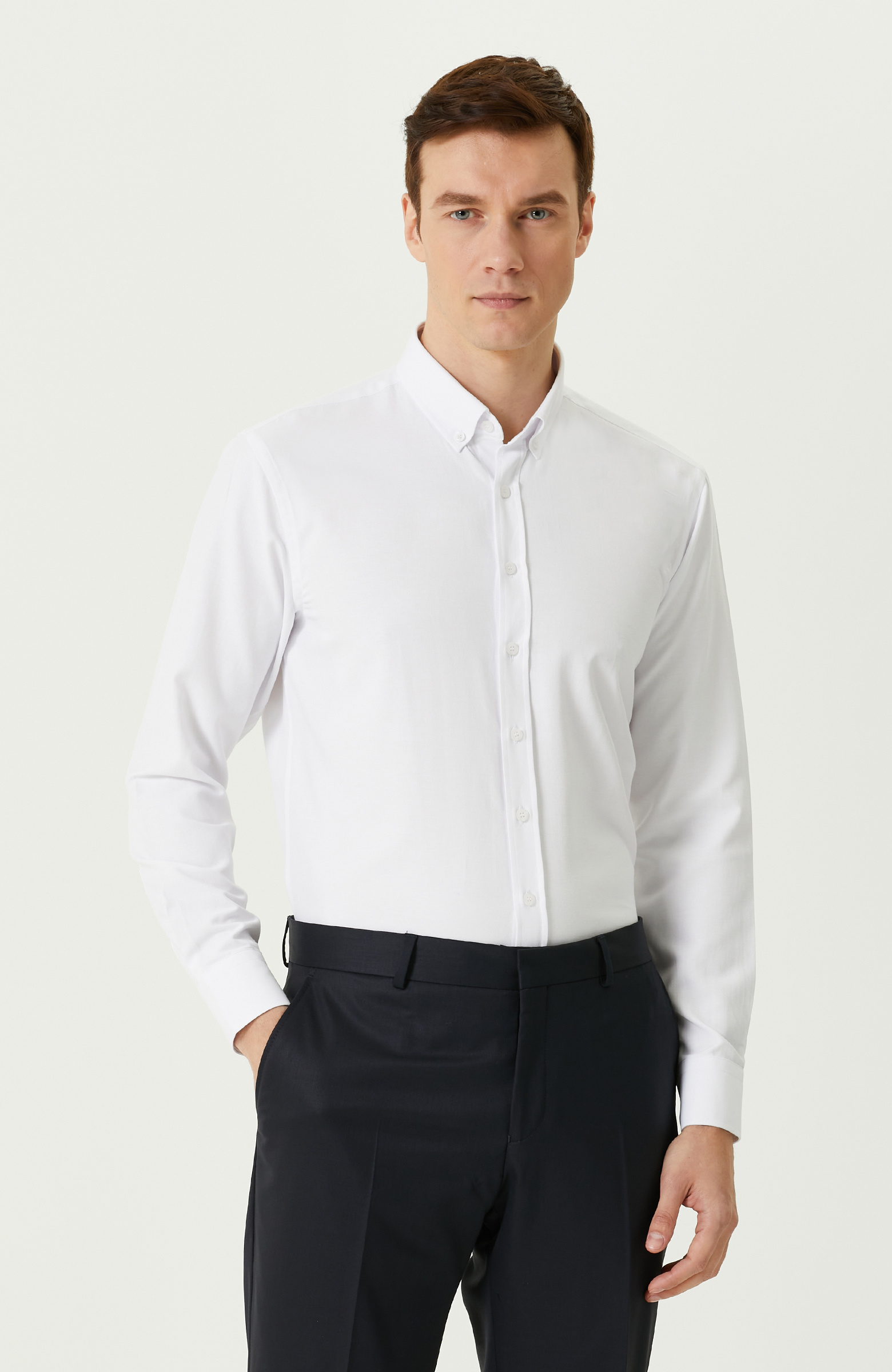 Slim Fit  Beyaz Oxford Gömlek