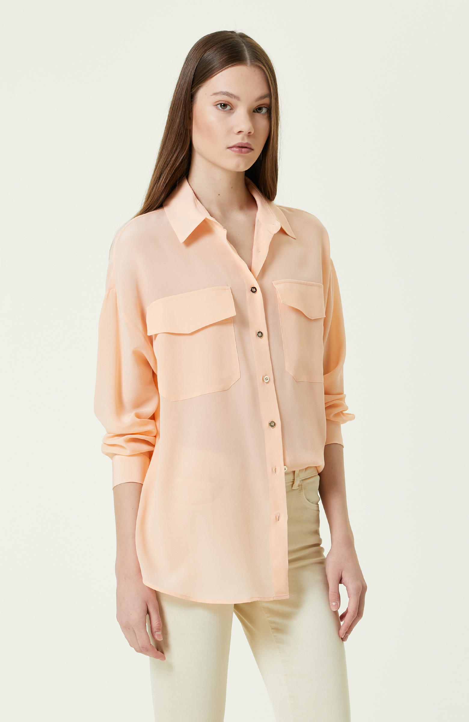 Regular Fit Somon İpek Gömlek Regular Fit Somon İpek Gömlek